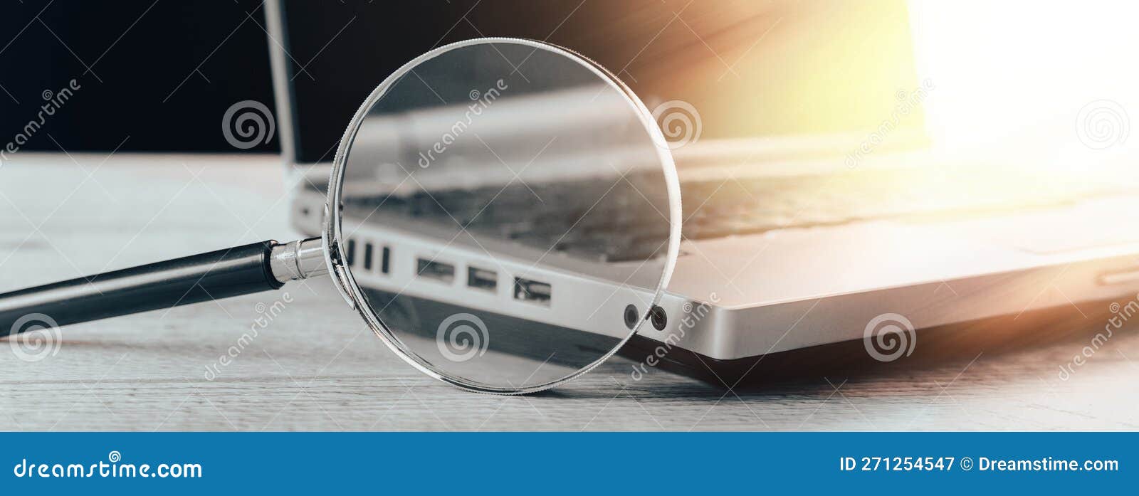 Laptop Computer with Magnifying Glass Stock Image - Image of ...