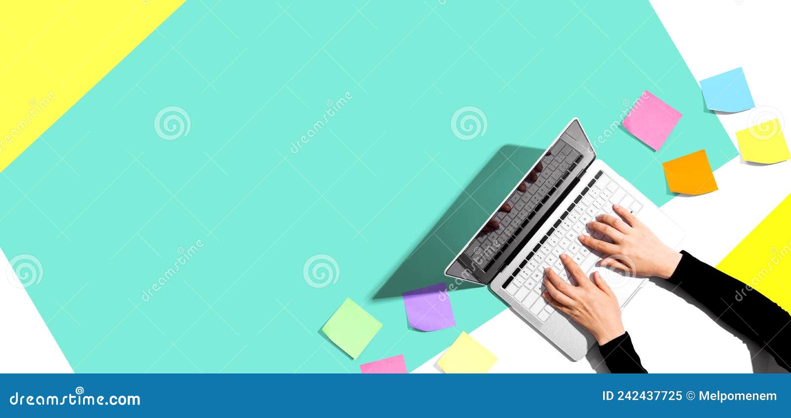 Laptop Computer with Many Sticky Notes Stock Image - Image of memo ...