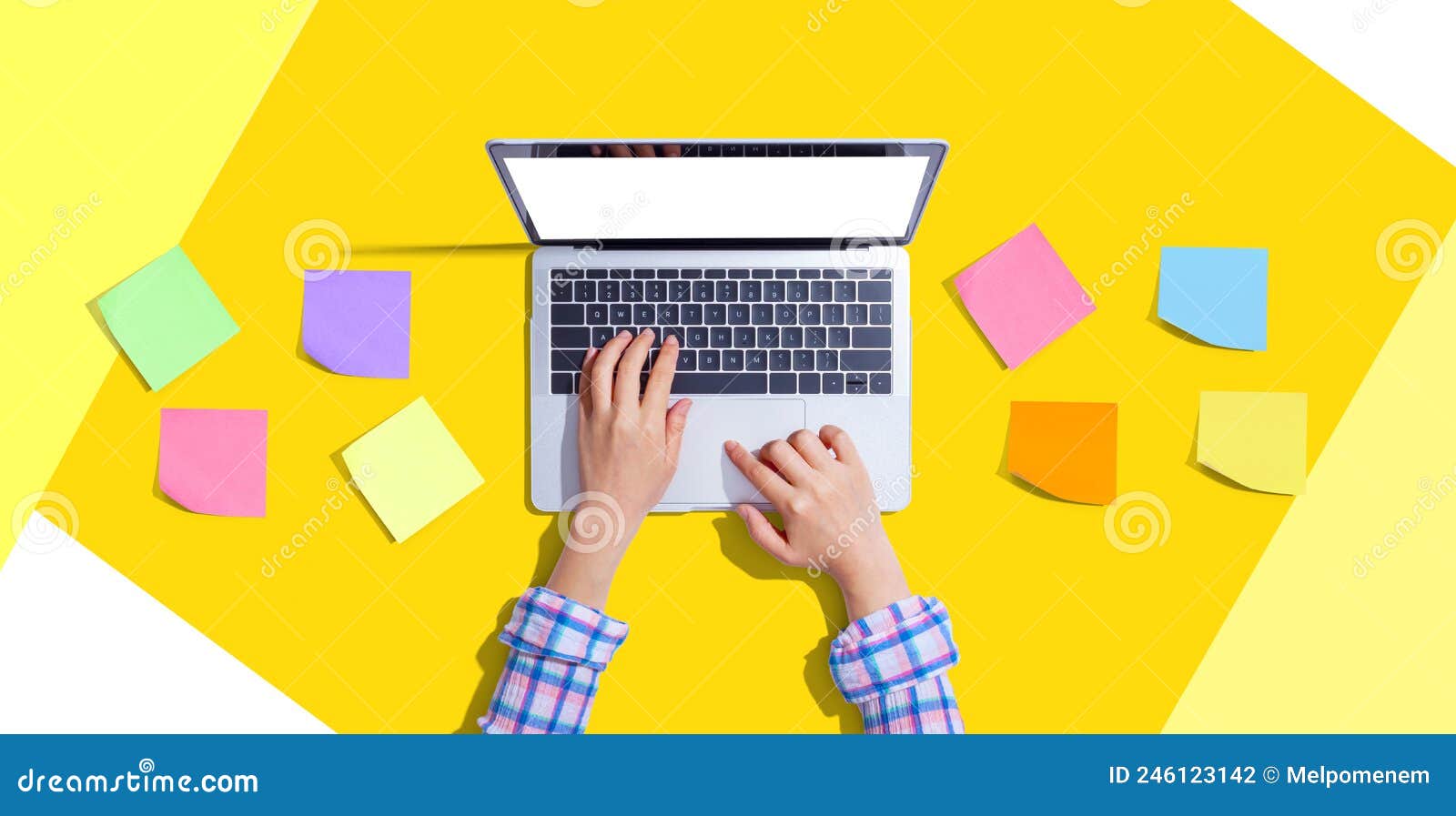 Laptop Computer with Many Sticky Notes Stock Photo - Image of office ...