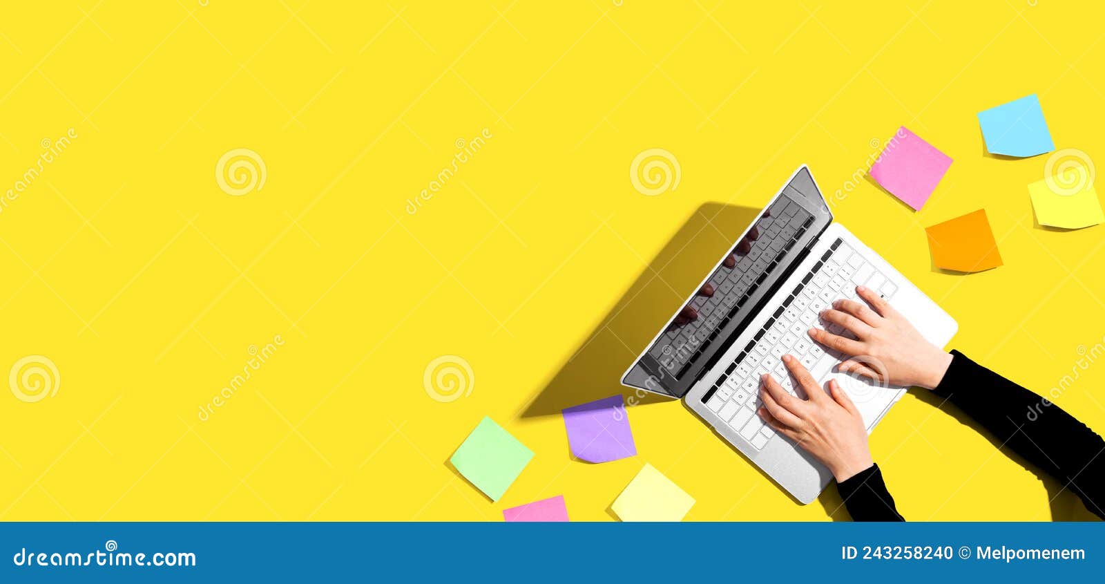 Laptop Computer with Many Sticky Notes Stock Photo - Image of laptop ...
