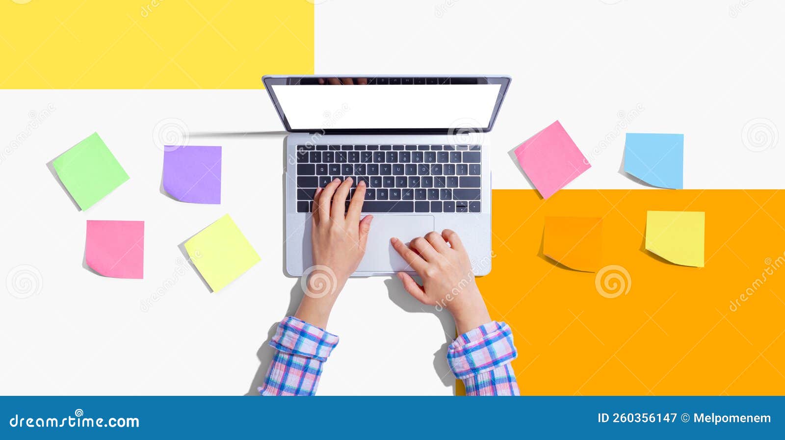 Laptop Computer with Many Sticky Notes Stock Image - Image of message ...