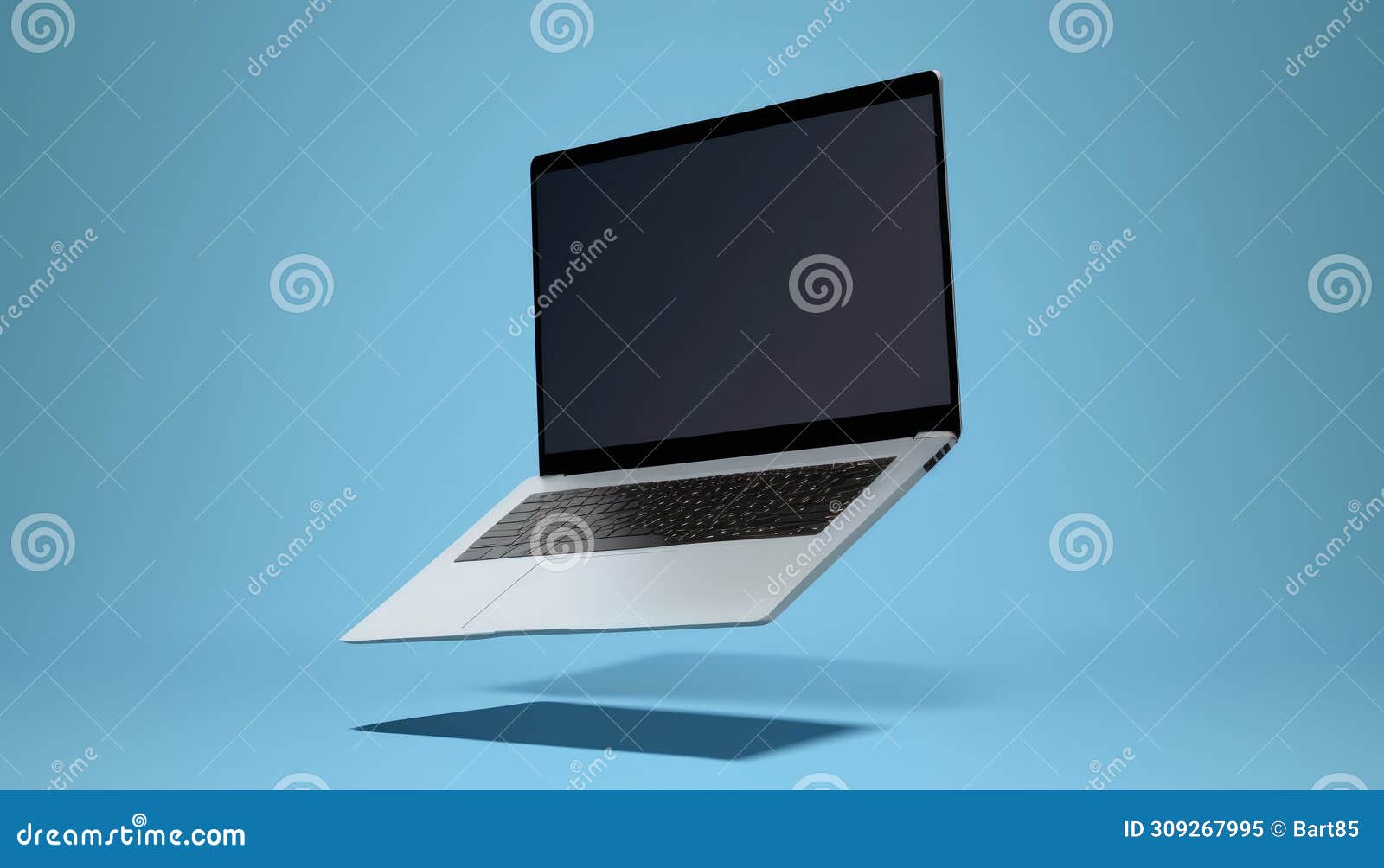 Laptop Computer Mockup with Black Empty Screen, Aluminum Body. 3D ...