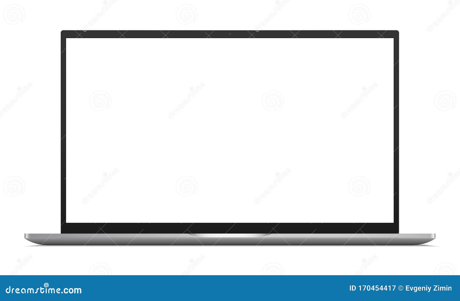 Laptop Computer Mockup with Blank Screen, Front View Stock Illustration ...