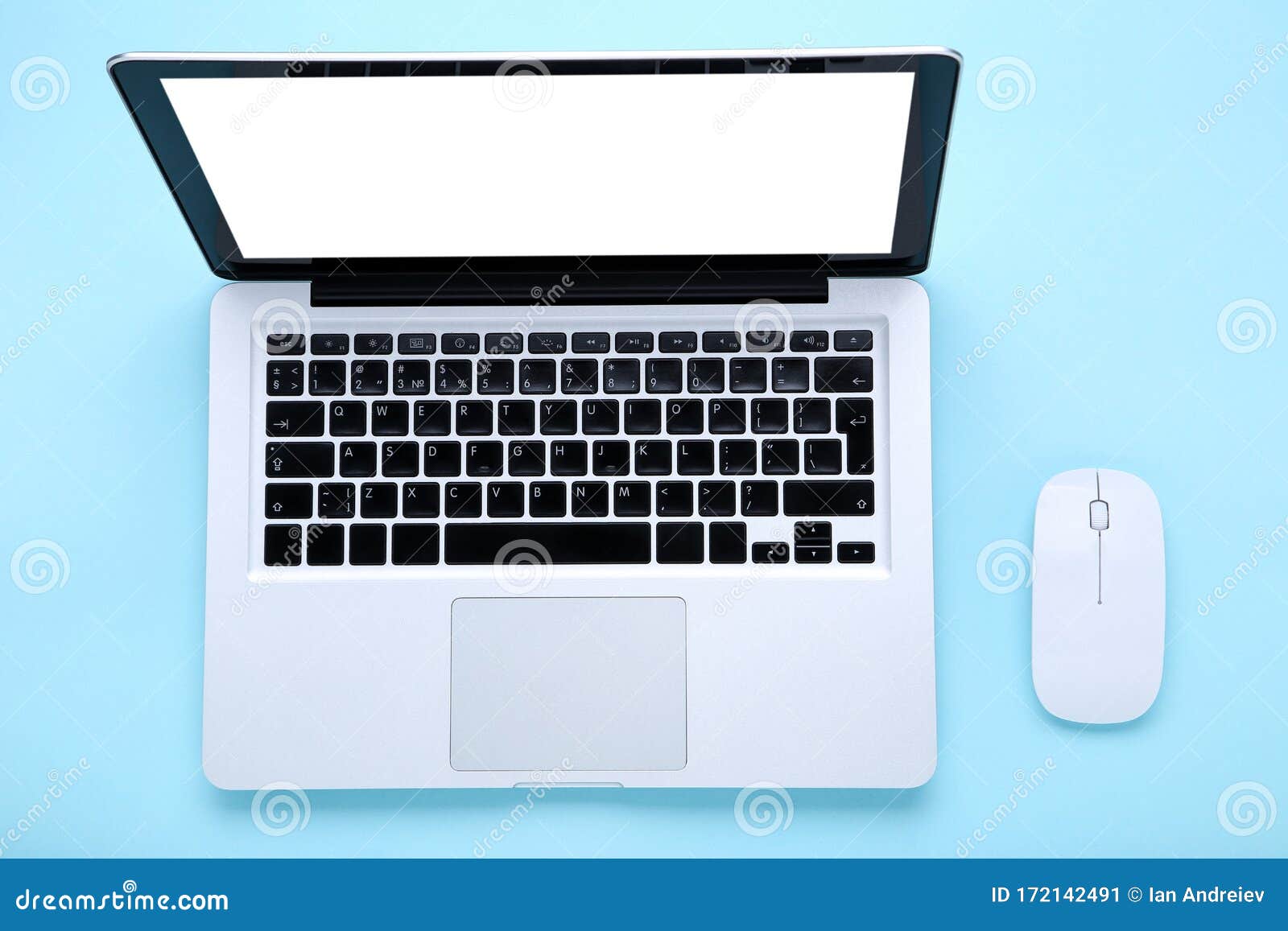 Laptop computer with mouse stock image. Image of electronic - 172142491