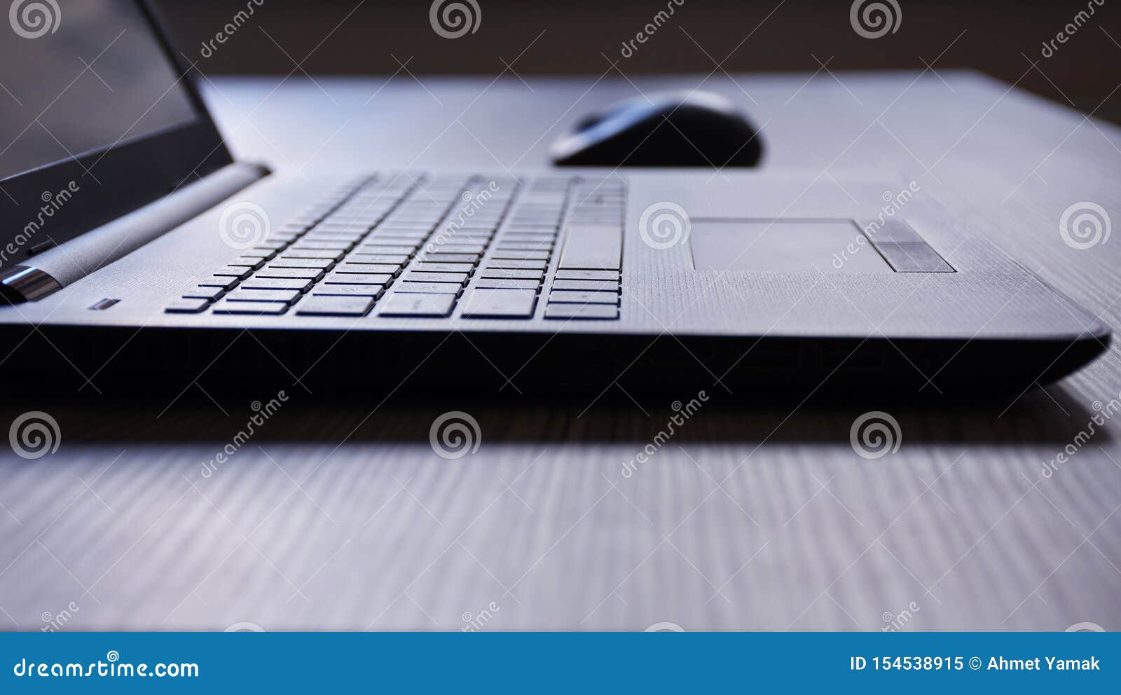 Laptop and computer mouse stock image. Image of internet - 154538915