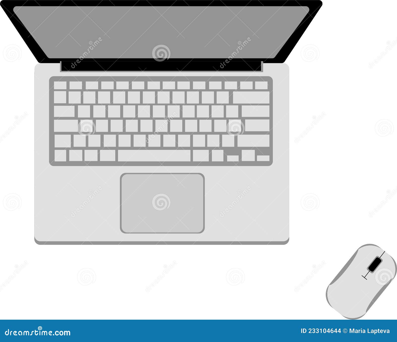 Laptop and Computer Mouse, Top View. Office. Stock Vector ...