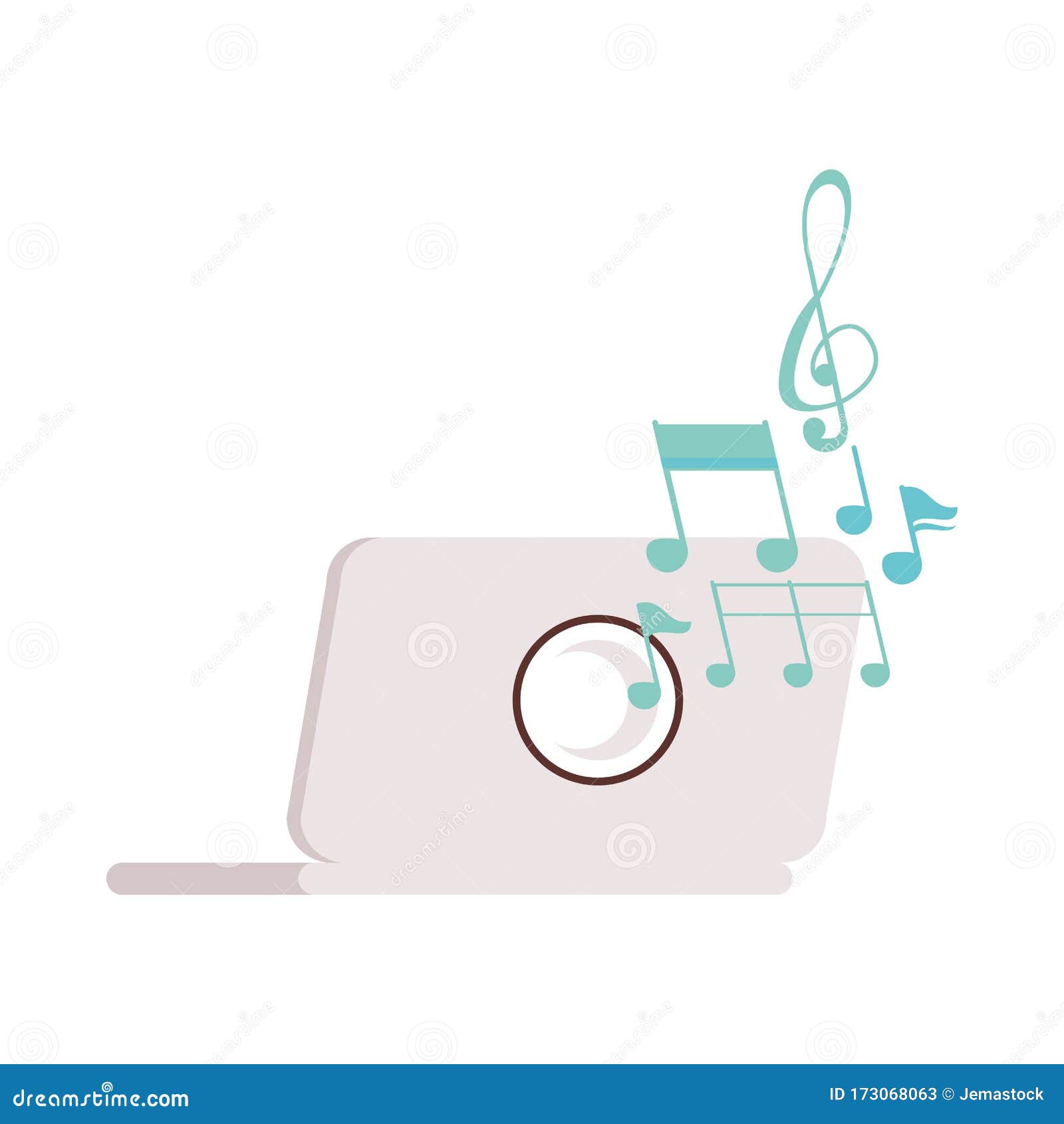 Laptop Computer with Music Notes Stock Vector - Illustration of laptop ...