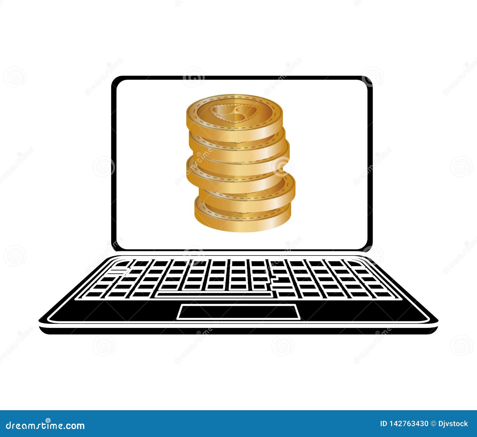 Laptop computer with nem stock vector. Illustration of market - 142763430