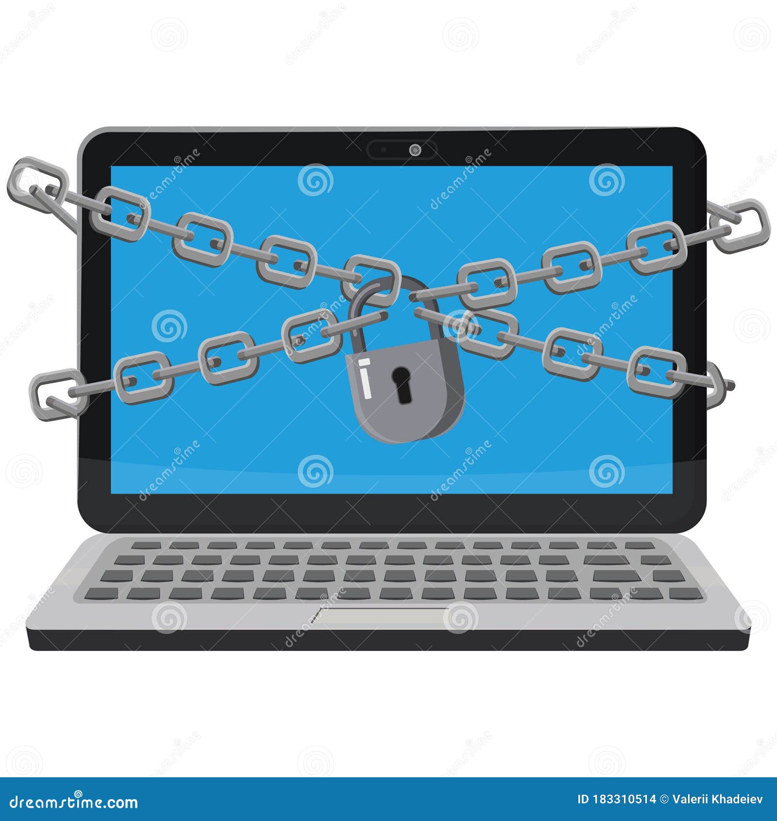 Laptop Computer Notebook are Bound with Chains and Locked with a ...