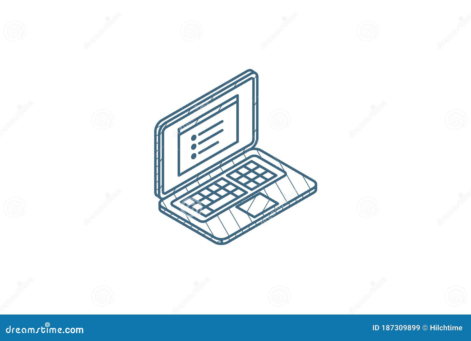 Laptop Computer, Notebook Isometric Icon. 3d Line Art Technical Drawing ... Laptop Computer, Notebook Isometric Icon. 3d Line Art Technical Drawing ...