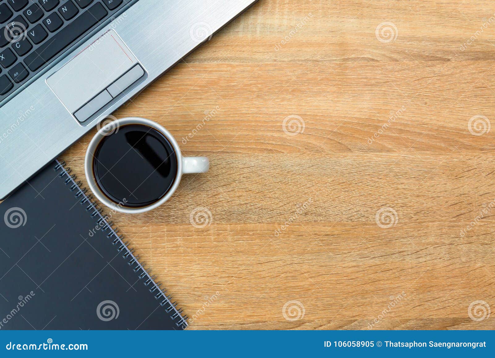 Laptop Computer or Notebook, Note and Cup of Coffee on Working T Stock ...