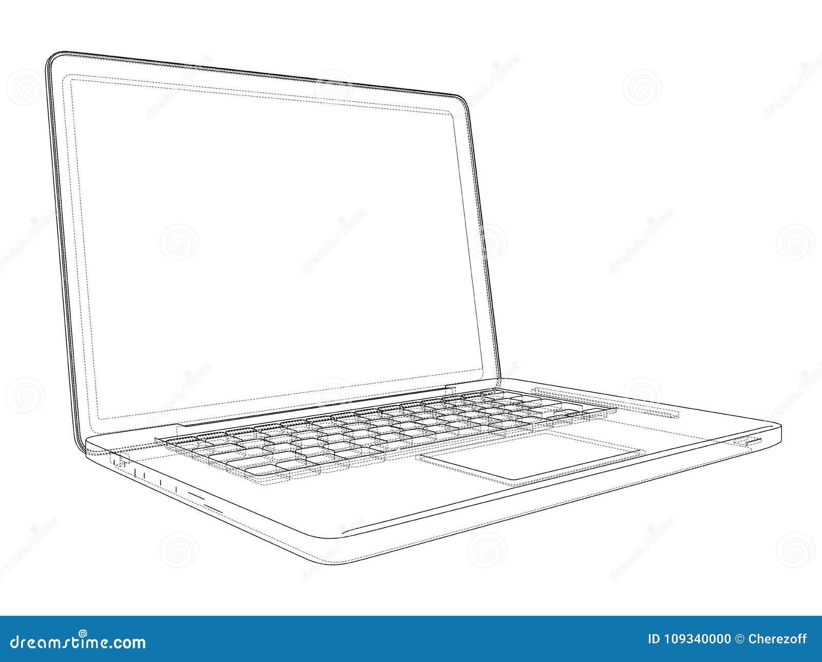 Laptop Computer Notebook Outline Vector Stock Vector - Illustration of ...