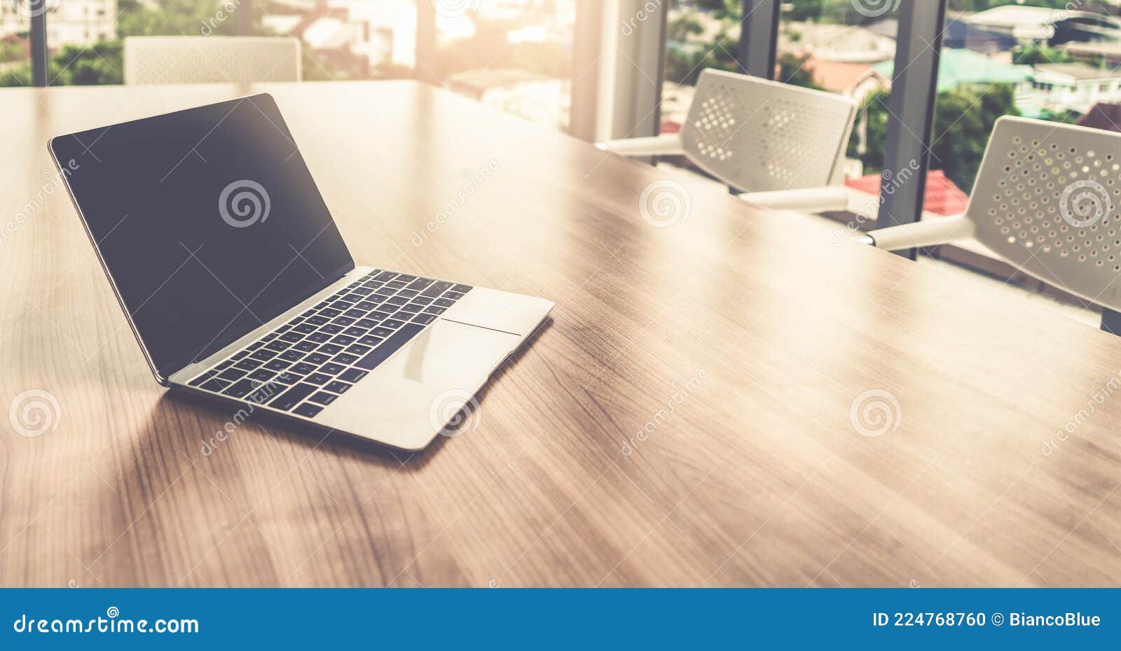 Laptop Computer on the Office Table. Stock Photo - Image of mock ...