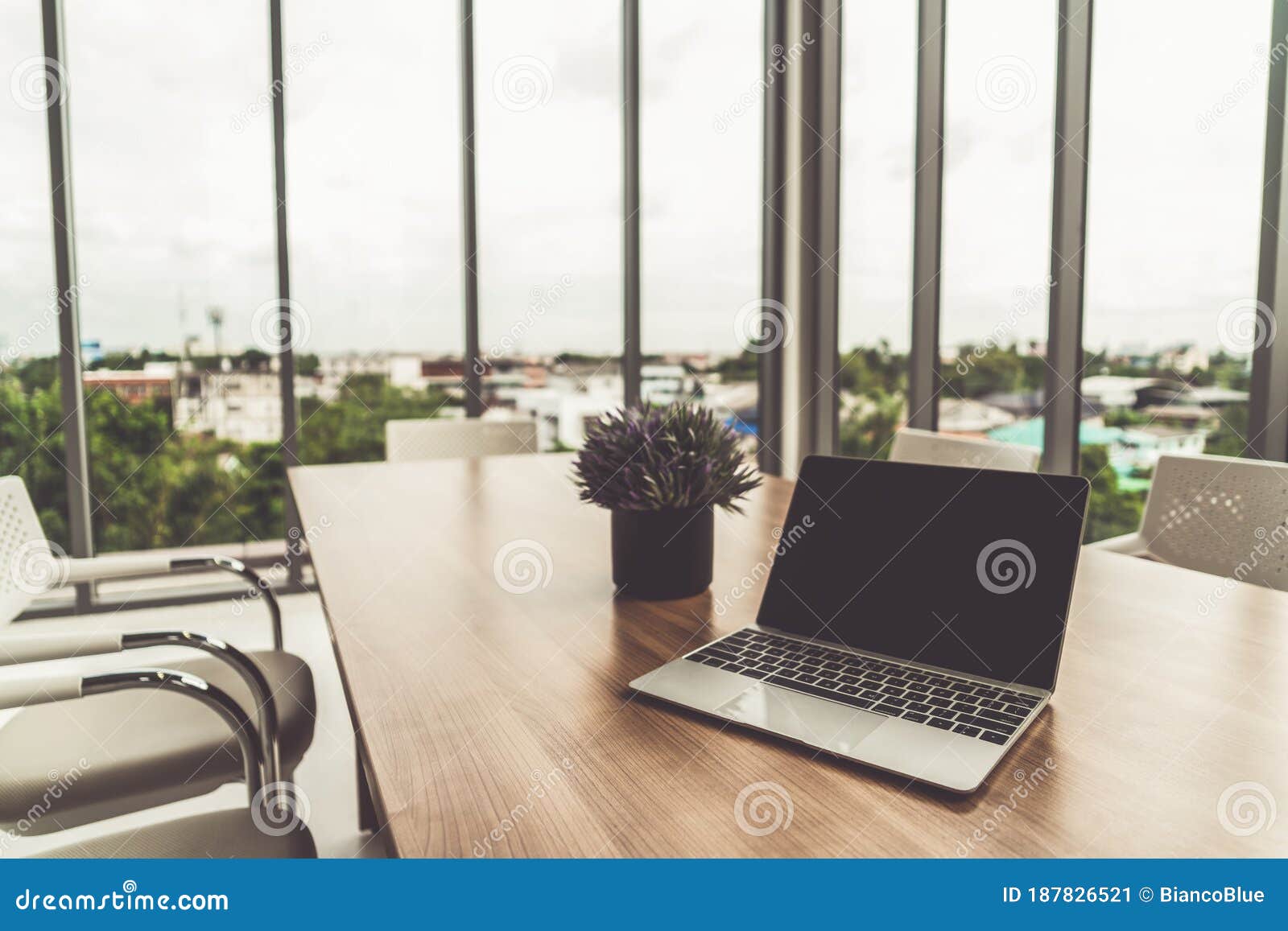 Laptop Computer on the Office Table Stock Image - Image of portable ...