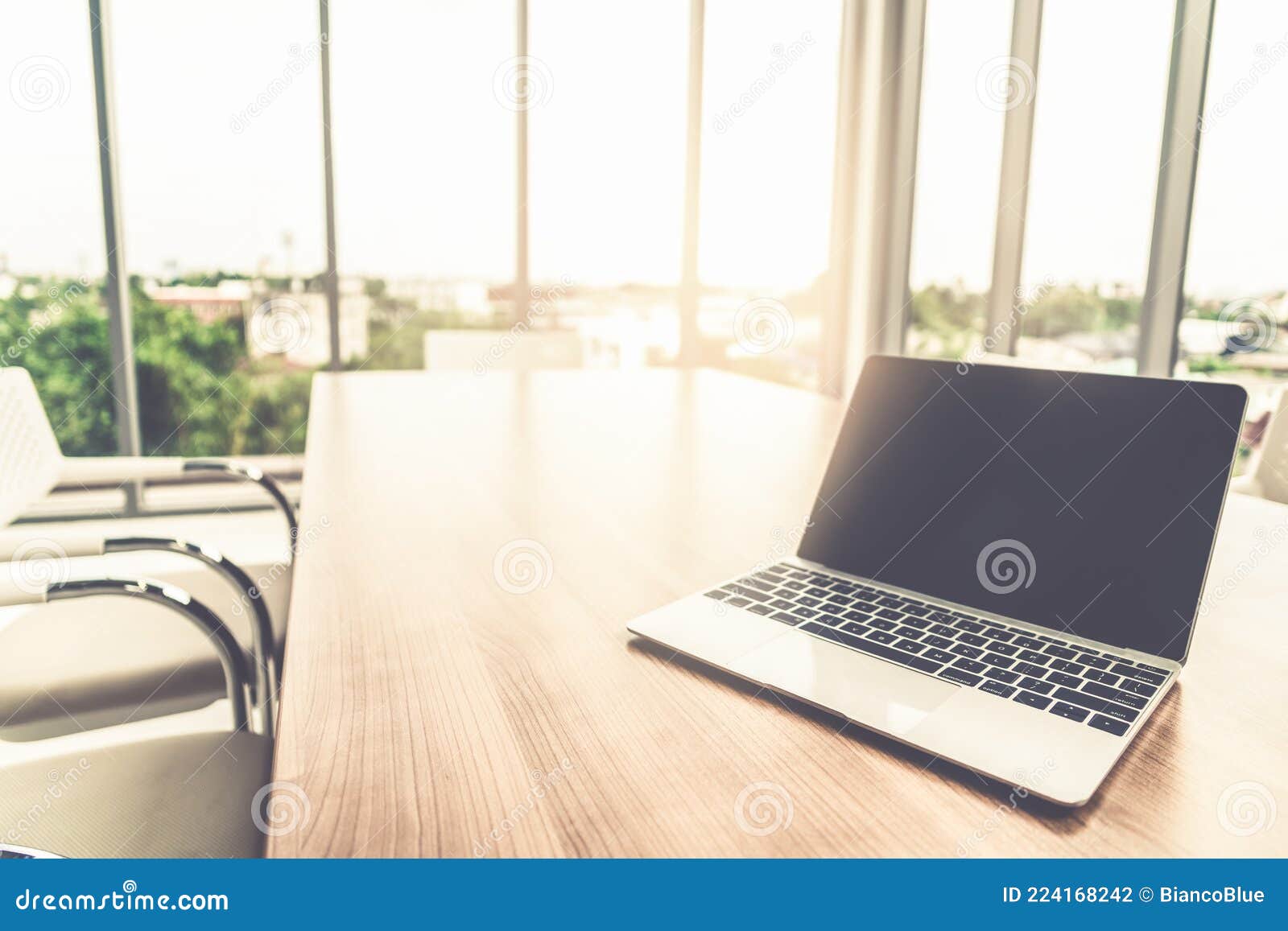 Laptop Computer on the Office Table. Stock Photo - Image of desk, table ...