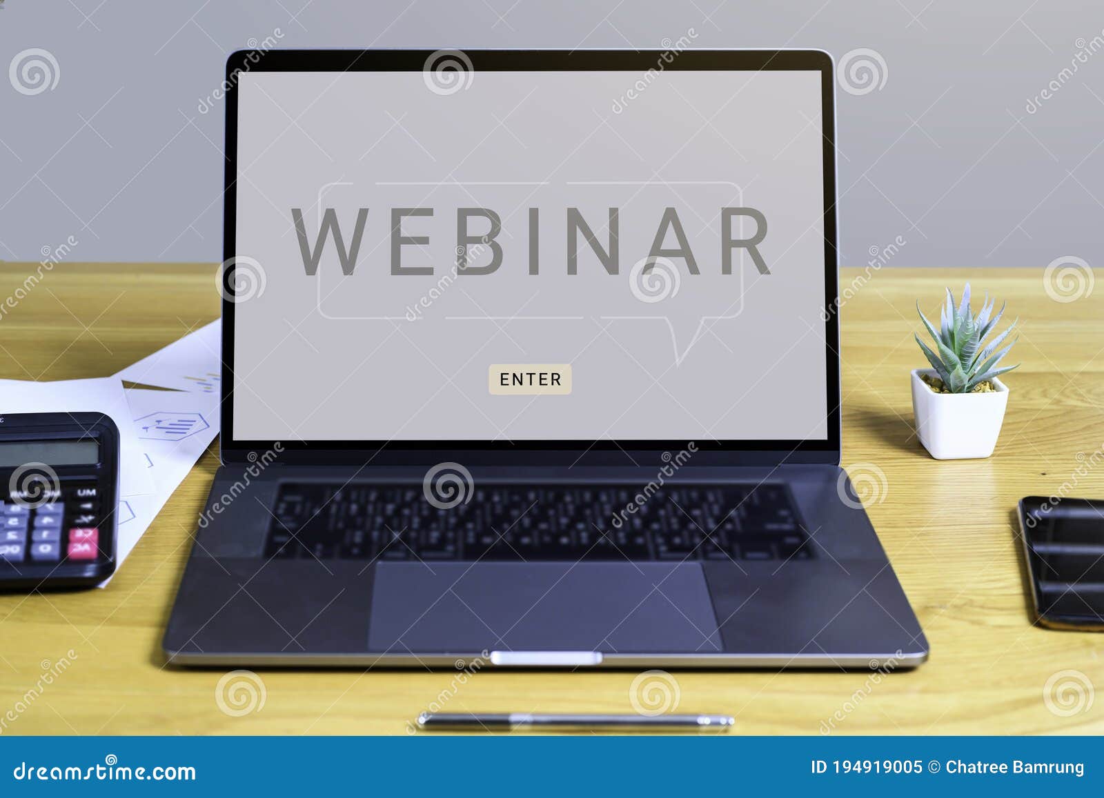 Laptop Computer for Online Training Webinars. E-learning Browsing ...