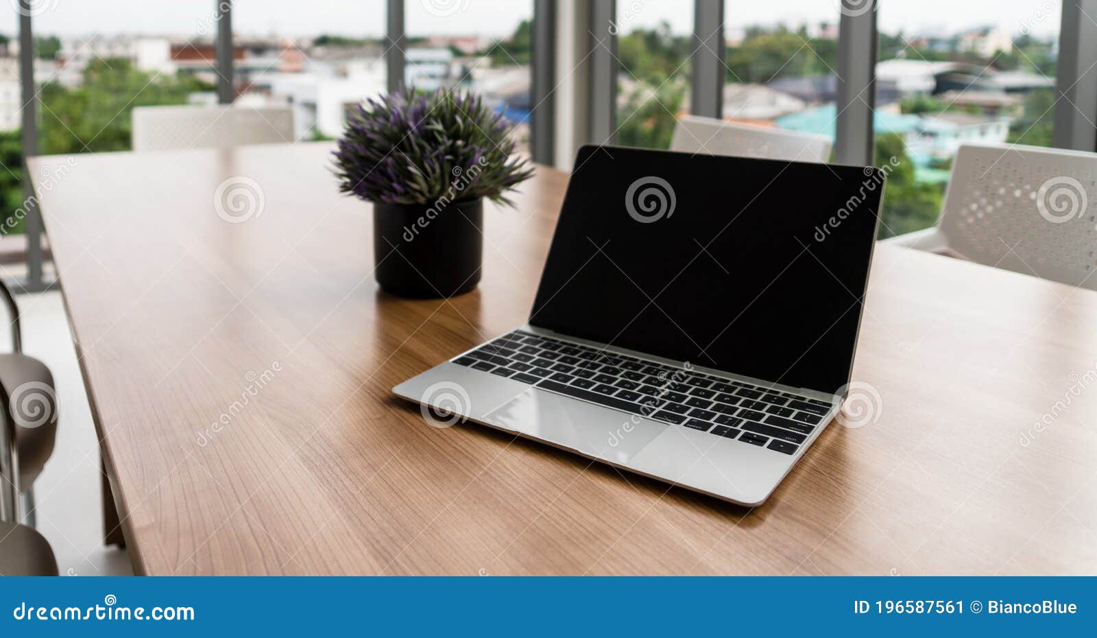 Laptop Computer on the Office Table. Stock Image - Image of mock ...