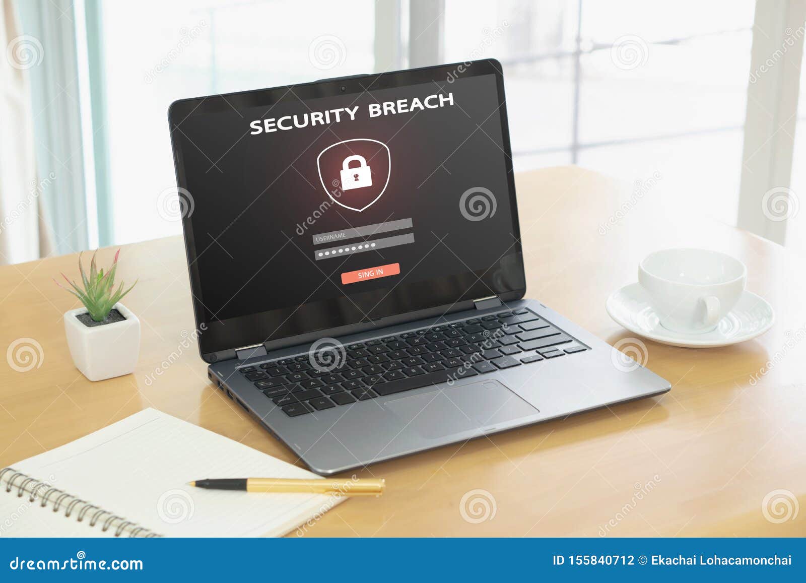 Laptop Computer with Password Login on Screen Stock Photo - Image of ...