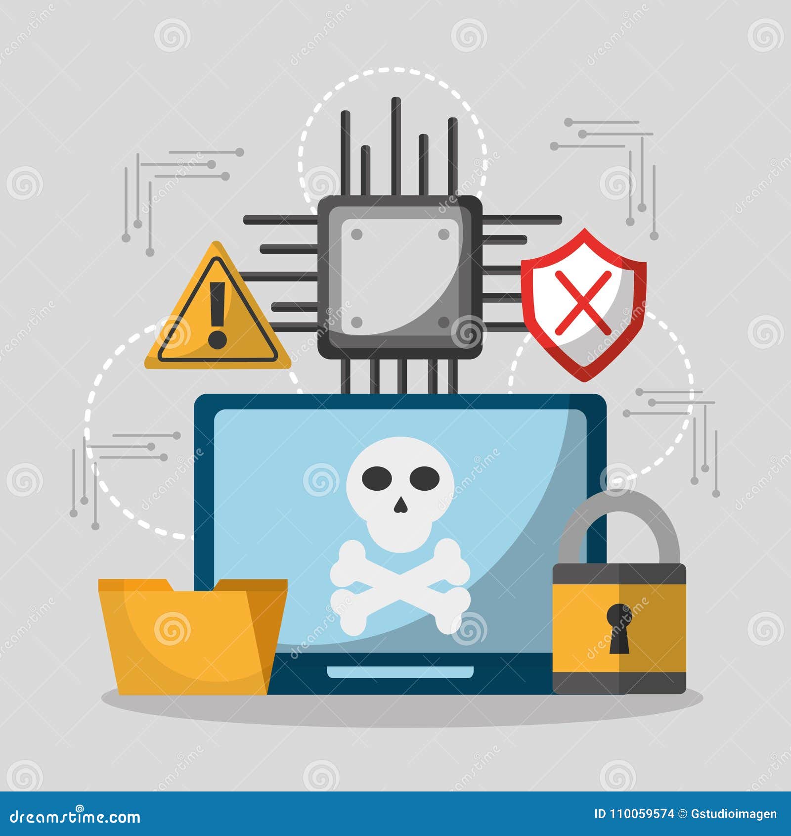Laptop Computer Privacy Hacker Danger Stock Vector - Illustration of ...