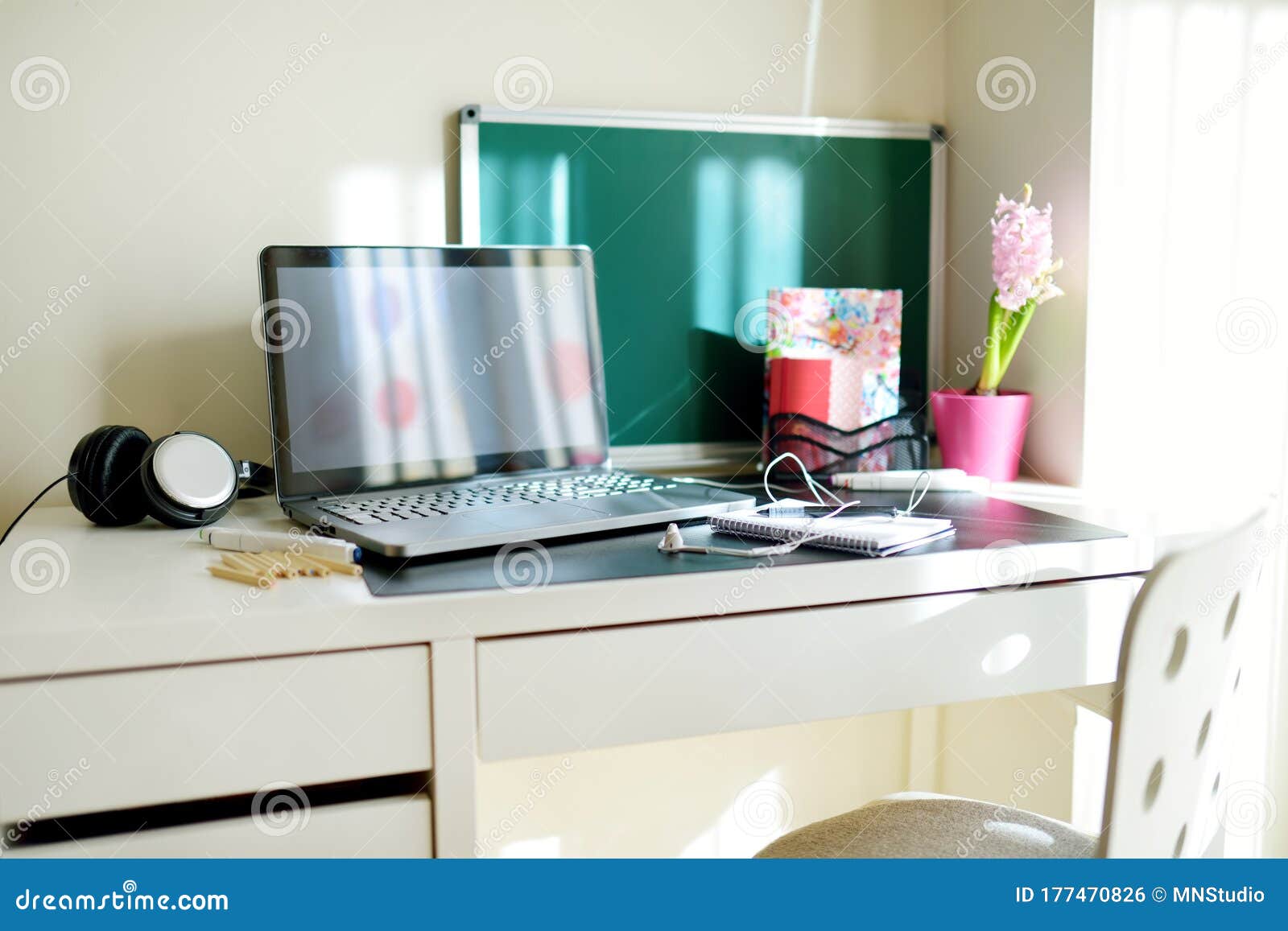Laptop Computer at Productive Home Workplace. Using Tablet Computers ...
