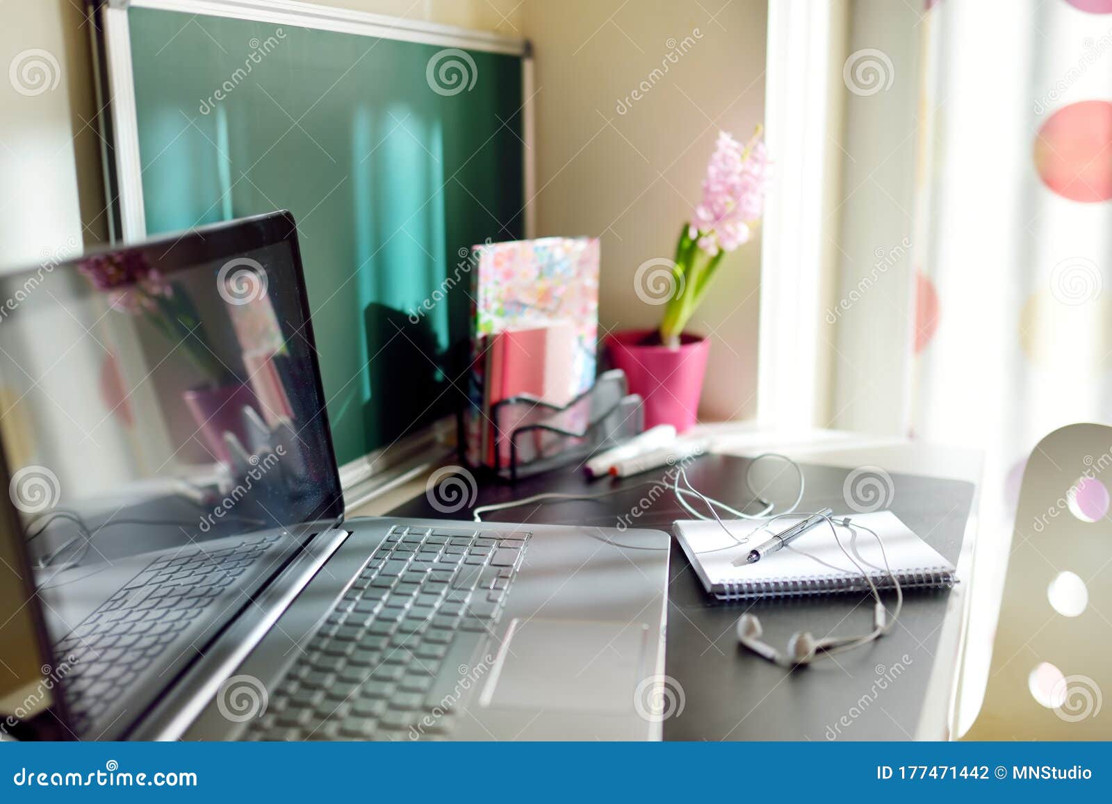 Laptop Computer at Productive Home Workplace. Using Tablet Computers ...