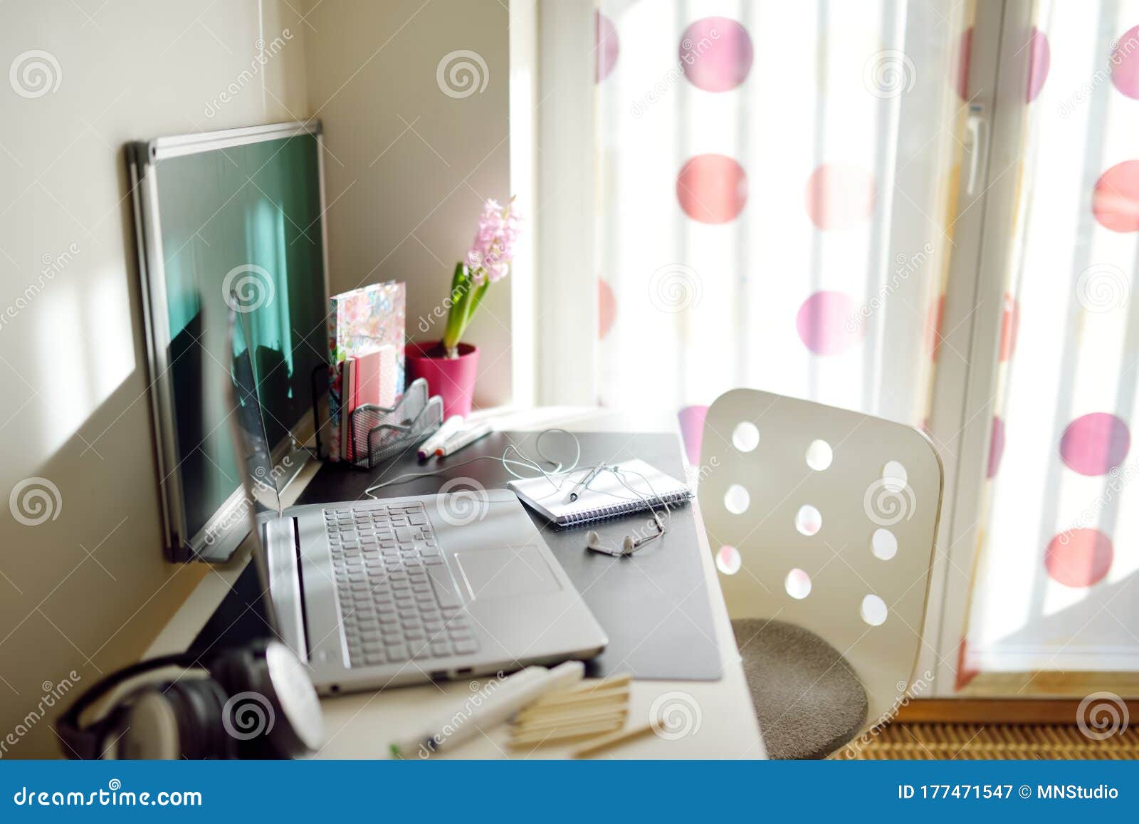 Laptop Computer at Productive Home Workplace. Using Tablet Computers ...