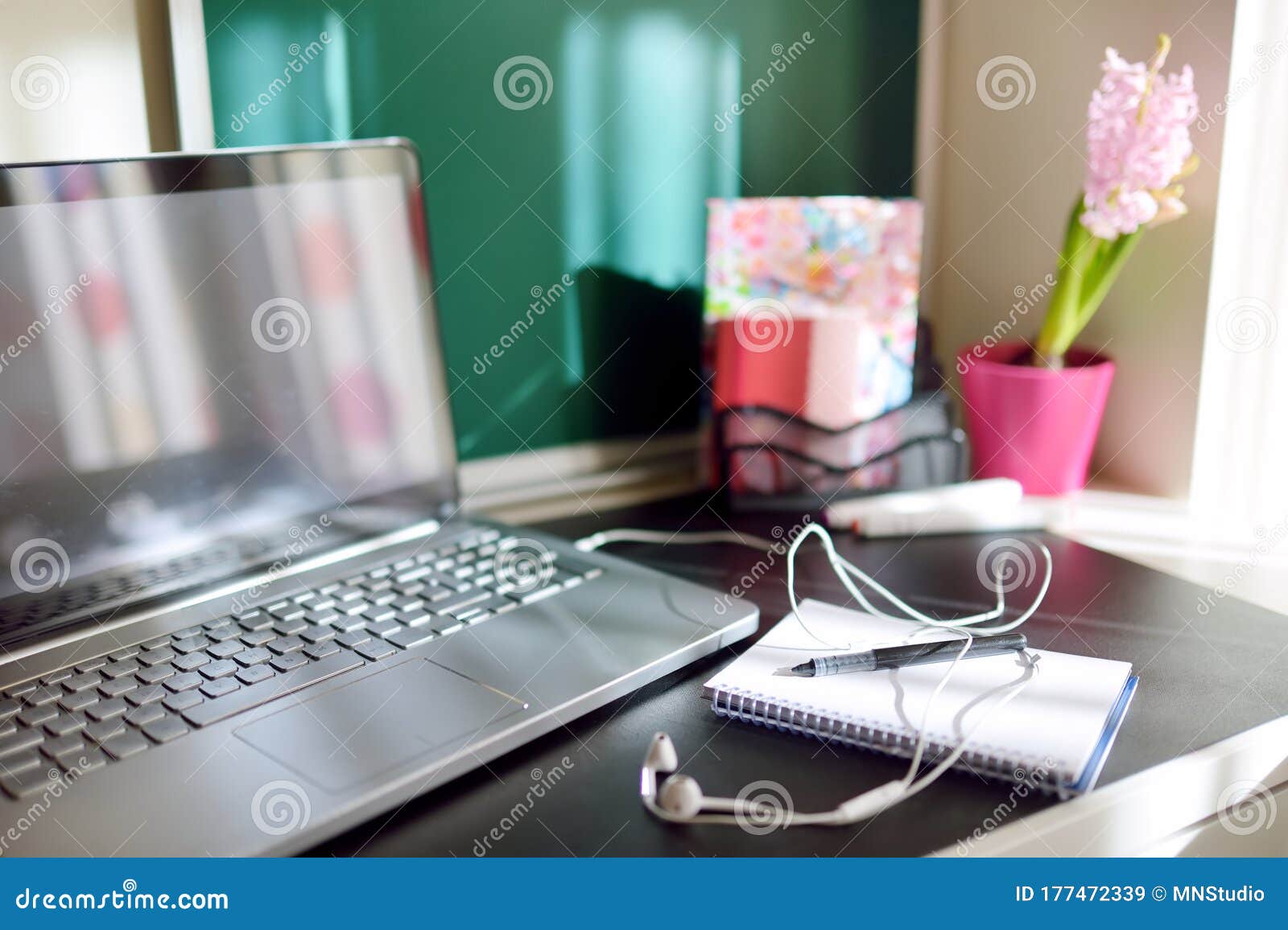 Laptop Computer at Productive Home Workplace. Using Tablet Computers ...