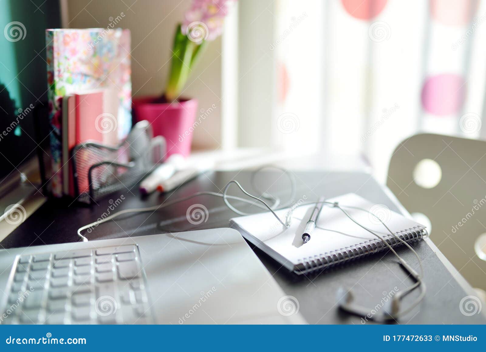 Laptop Computer at Productive Home Workplace. Using Tablet Computers ...