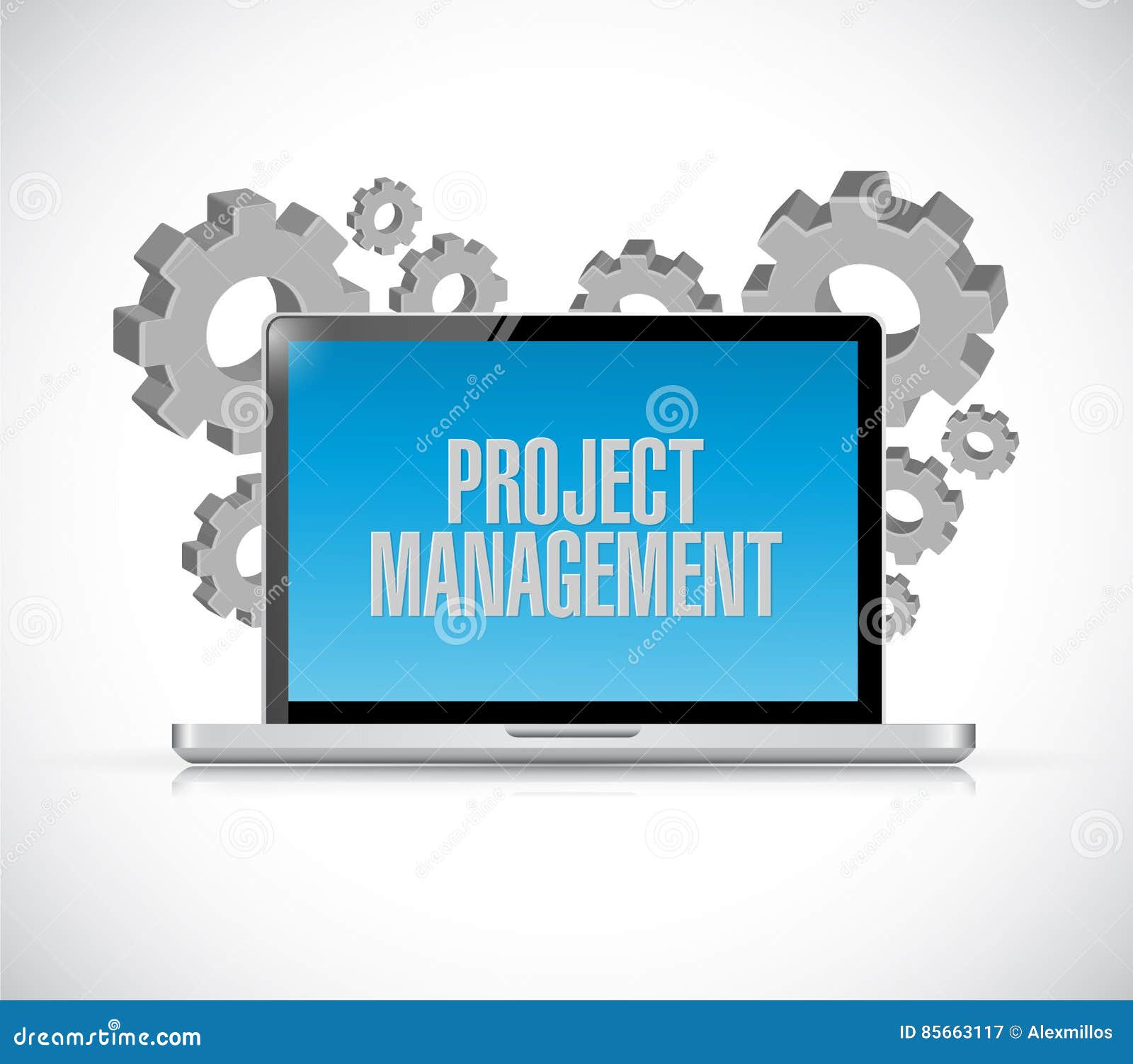 Laptop Computer Project Management Sign Concept Stock Illustration ...