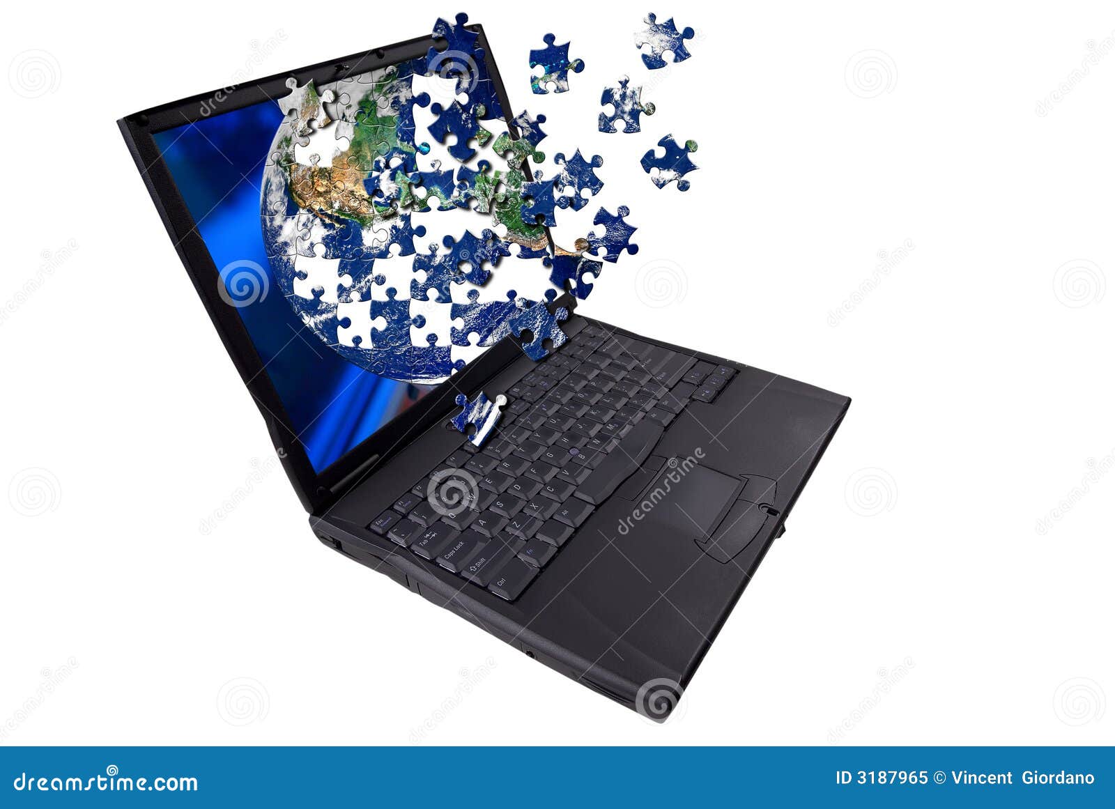 Laptop Computer with Puzzle Stock Illustration - Illustration of mobile ...