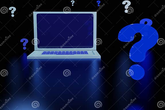 Laptop Computer and Question Marks Stock Photo - Image of button ...