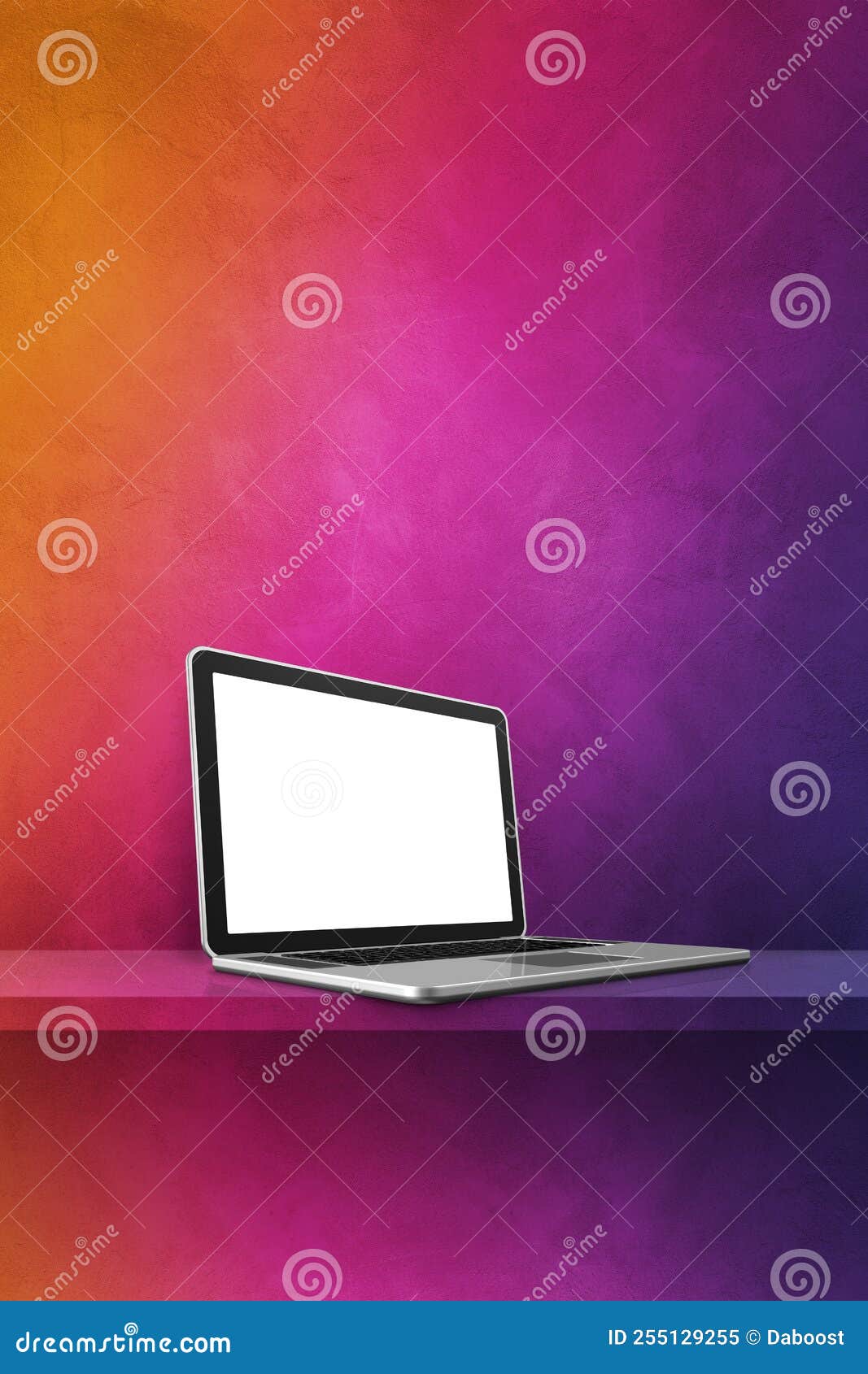Laptop Computer on Rainbow Shelf. Vertical Background Stock ...