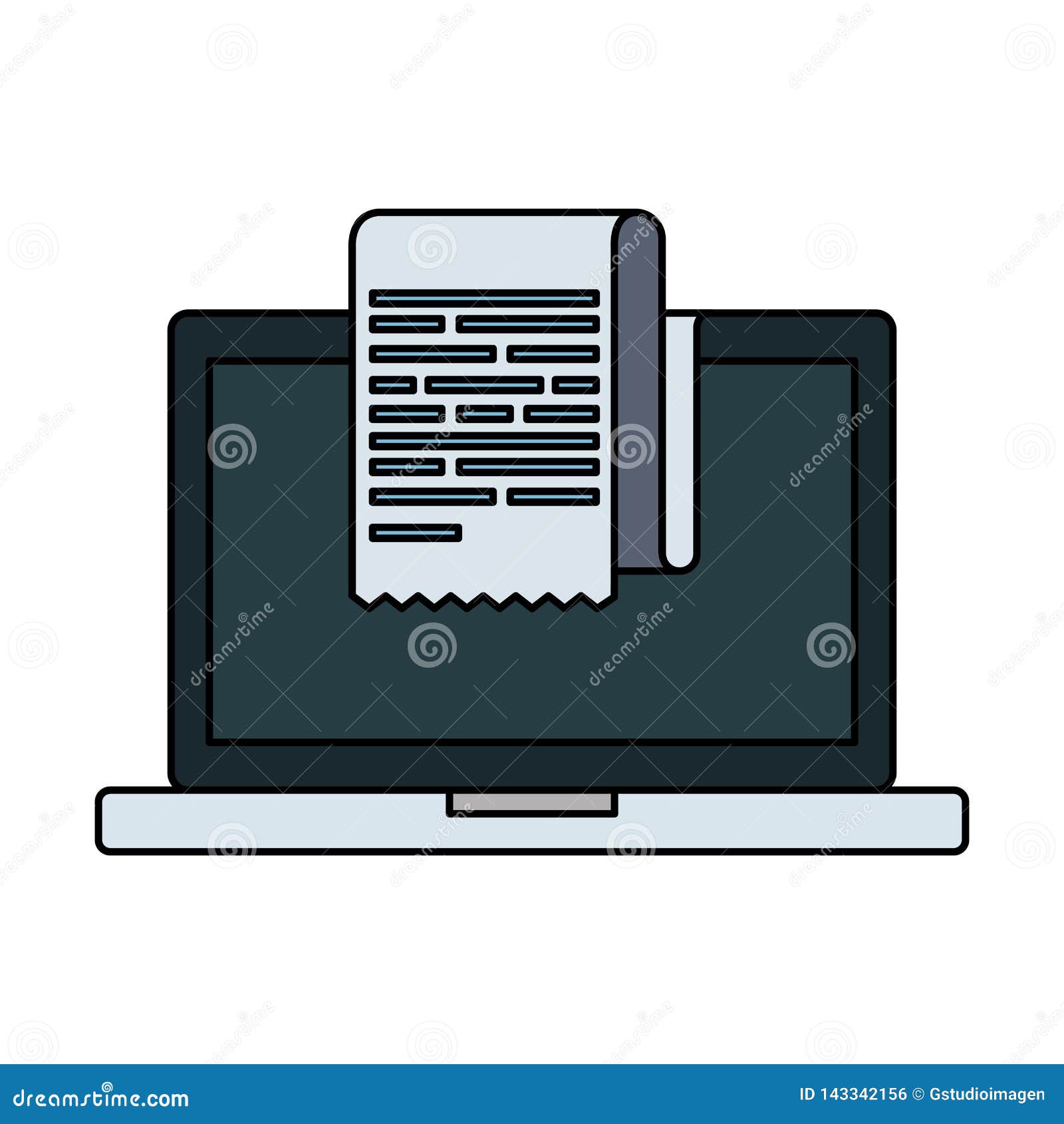 Laptop Computer with Receipt Stock Vector - Illustration of document ...