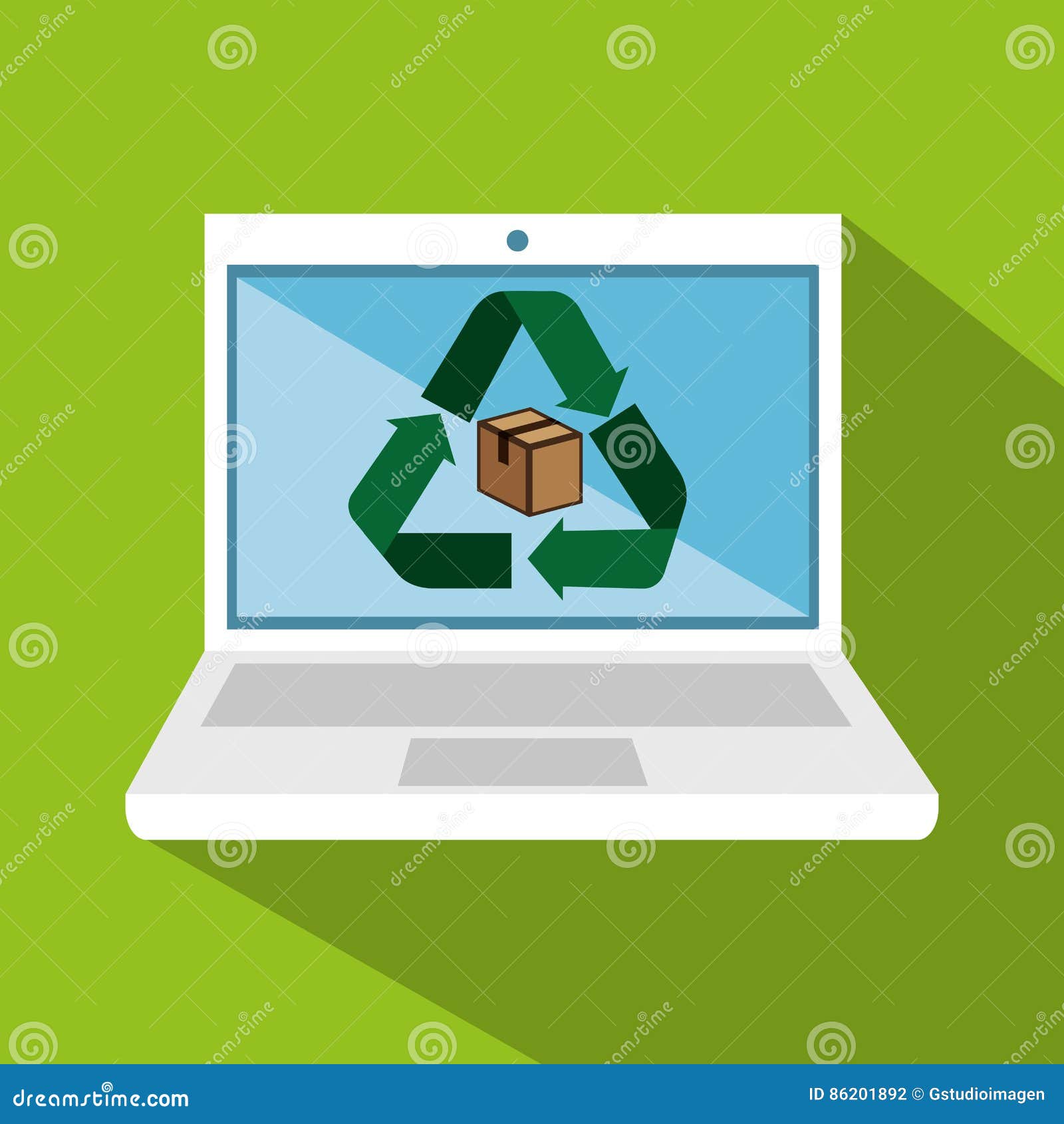 Laptop Computer with Recycle Symbol Stock Vector - Illustration of ...