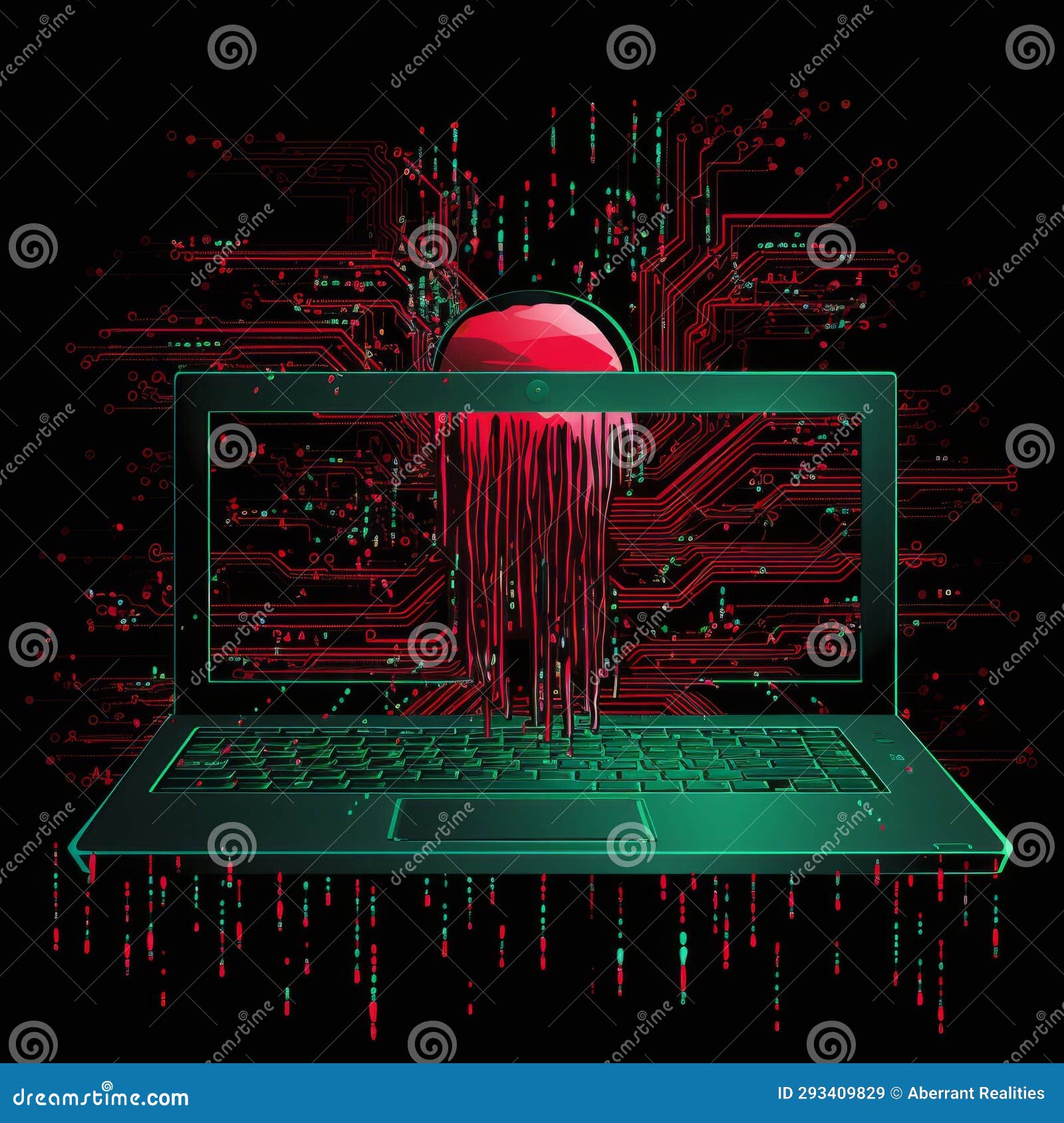 A Laptop Computer with a Red Apple on it Stock Illustration ...