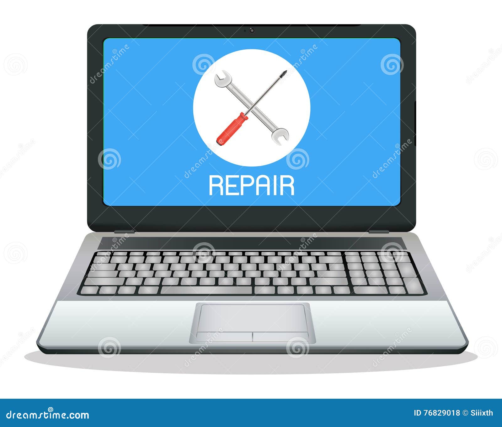 Laptop Computer with Repair Logo on Screen Stock Vector - Illustration ...