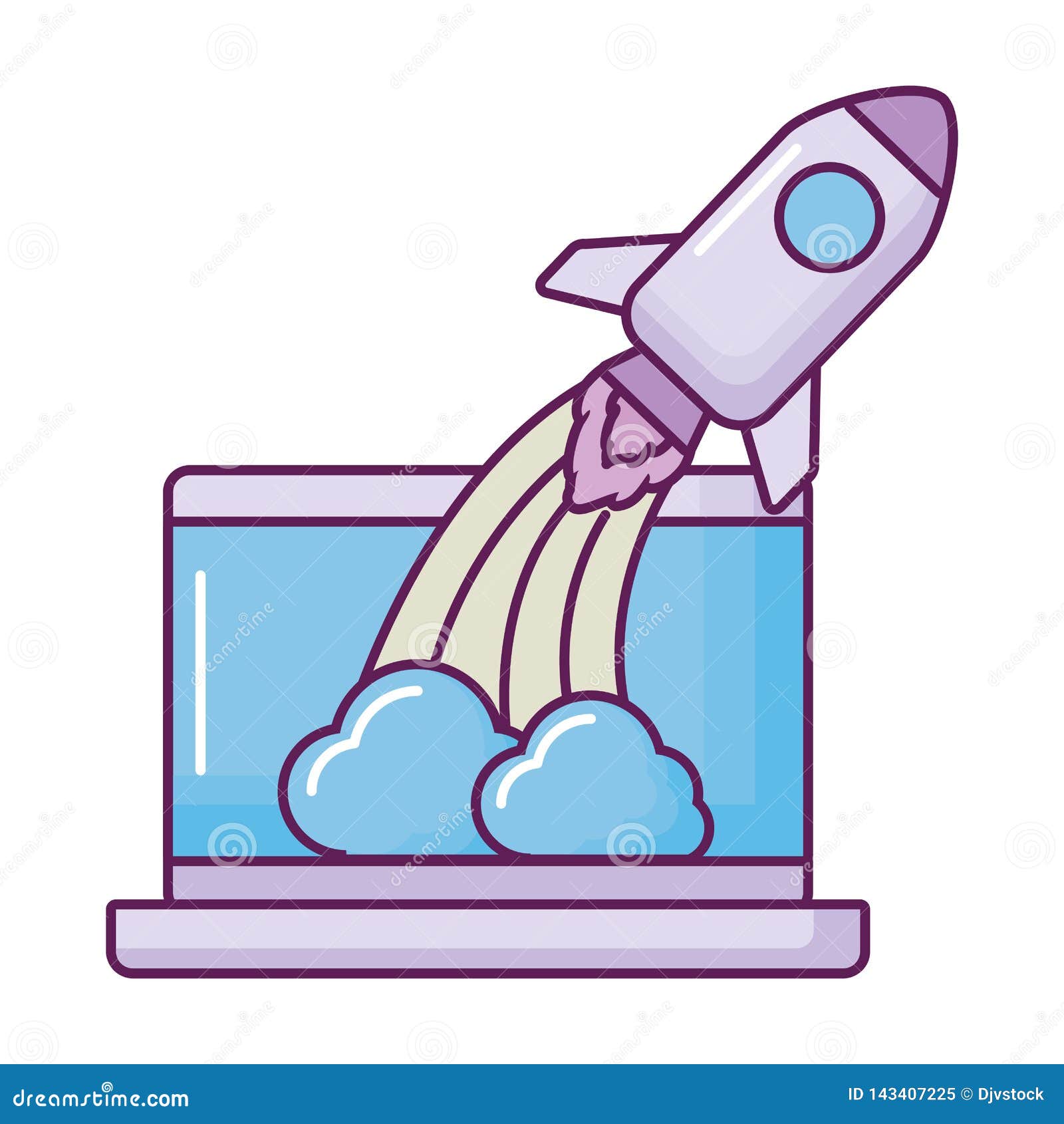 Laptop Computer with Rocket Launcher Stock Illustration - Illustration ...