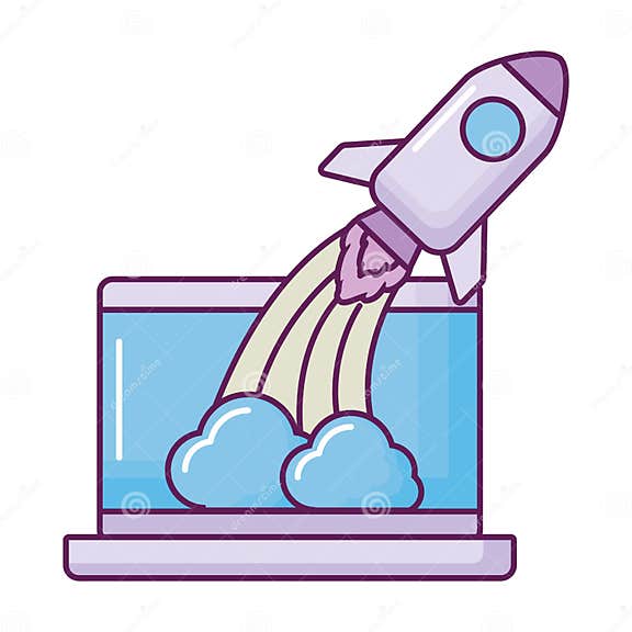 Laptop Computer with Rocket Launcher Stock Illustration - Illustration ...