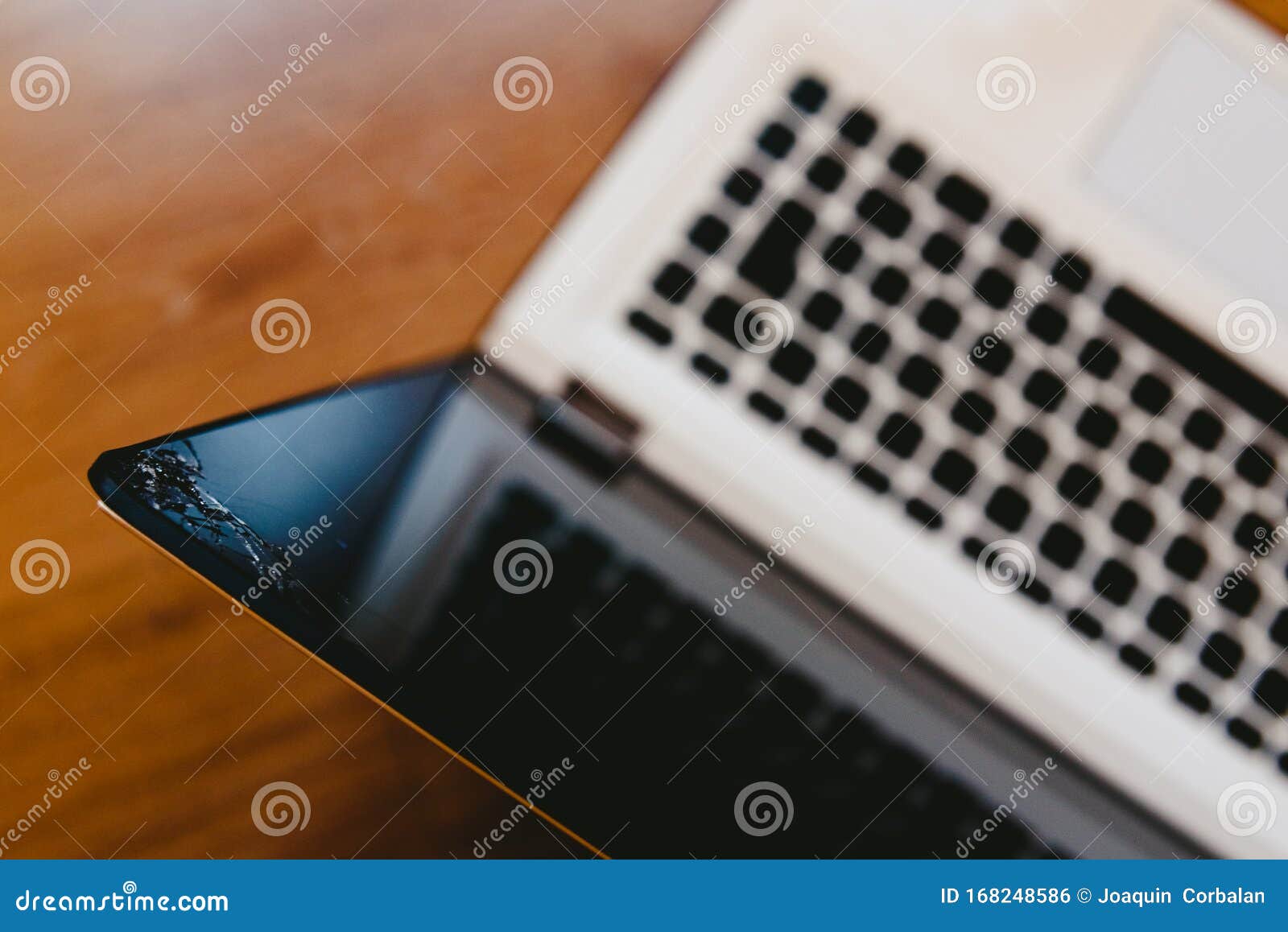 Laptop Computer Screen with Broken Glass by Accident Stock Photo ...