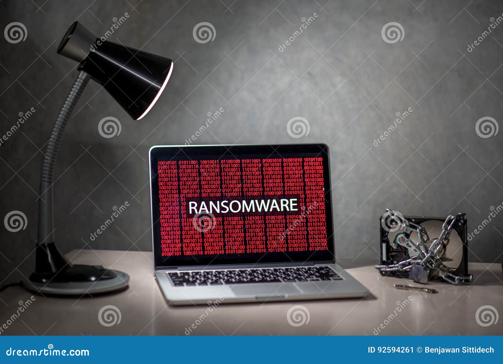Laptop Computer Screen with Ransomware Attack Alert Stock Image - Image ...
