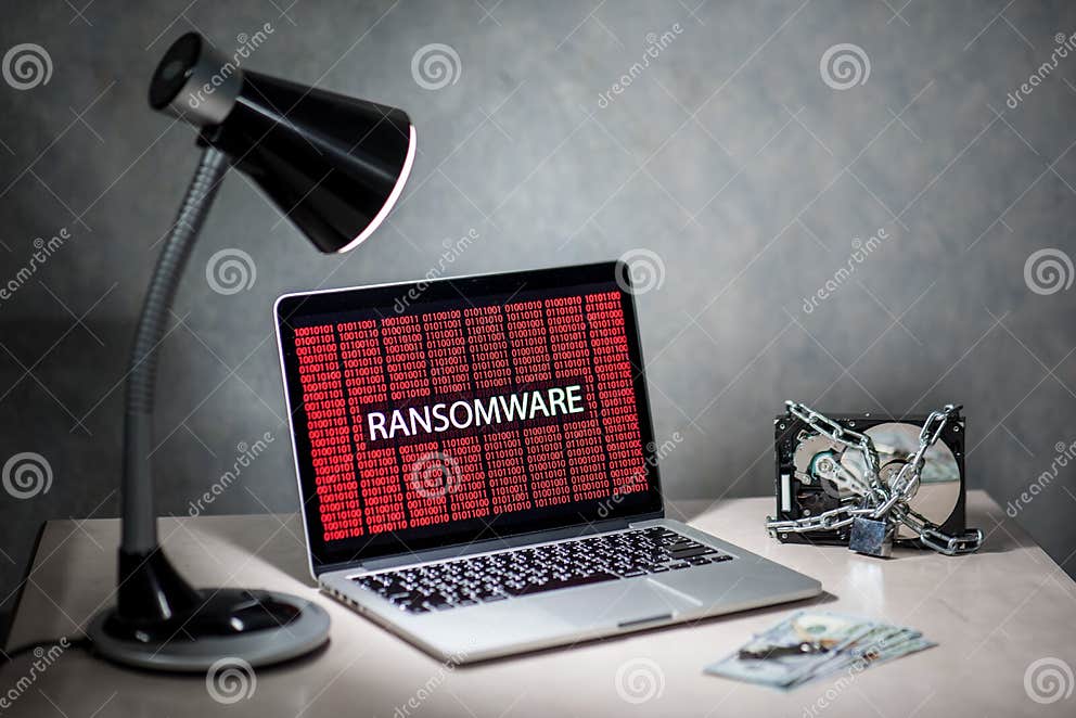 Laptop Computer Screen with Ransomware Attack Alert Stock Image - Image ...