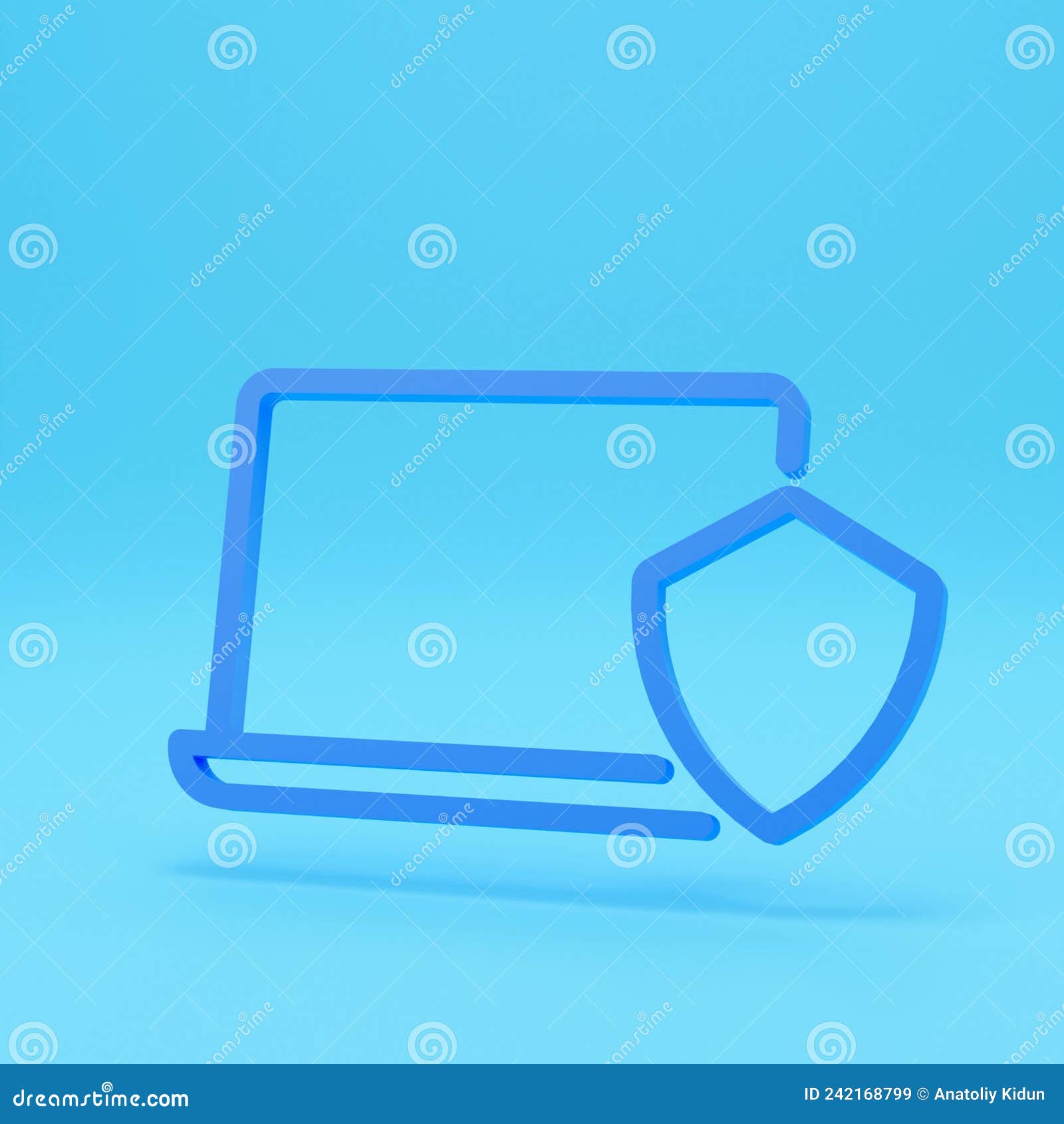 Laptop Computer with Security Shield Symbol. Data Protection, Internet ...