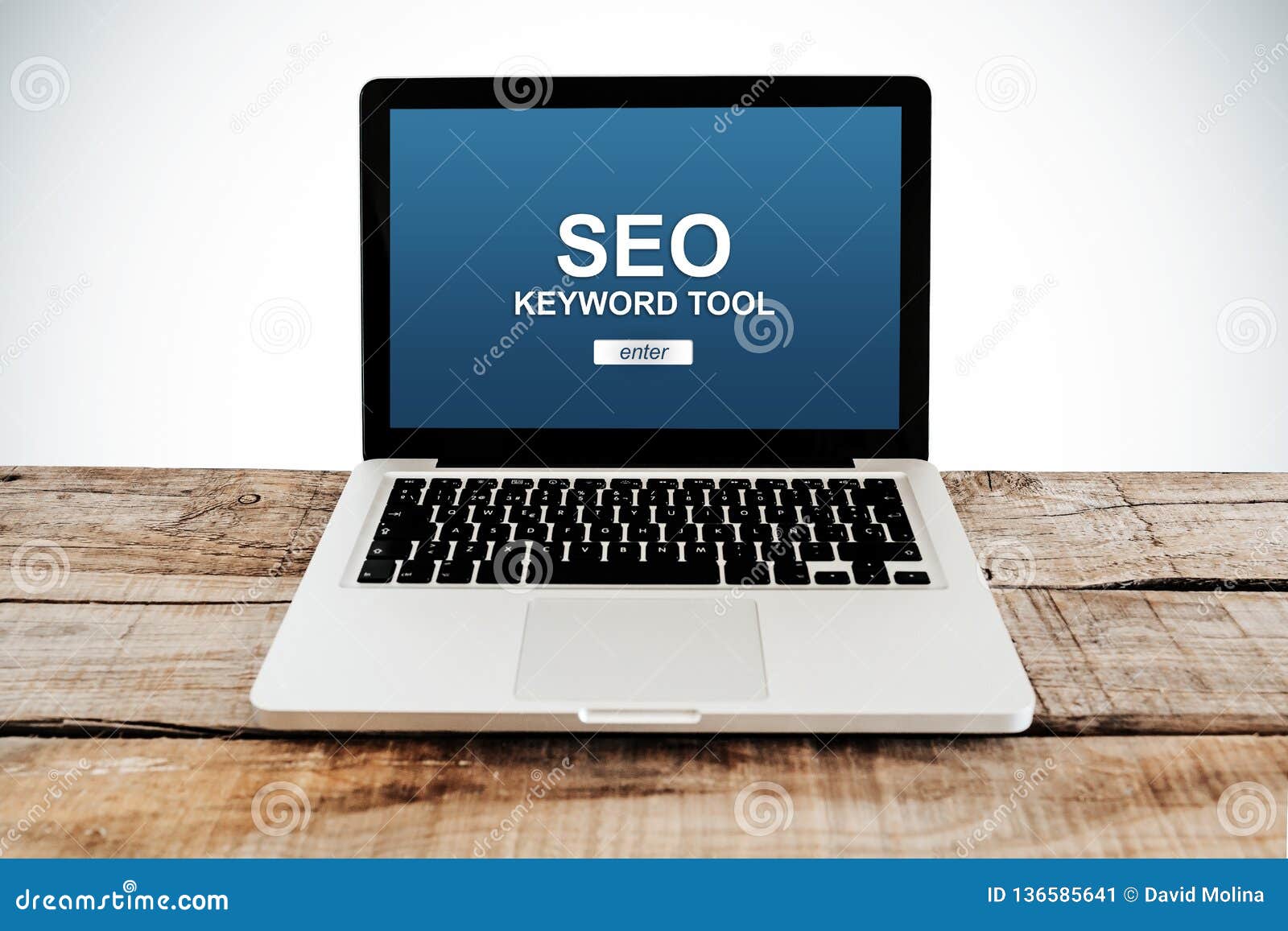 Laptop Computer with SEO Positioning Service in the Screen. Stock Image ...