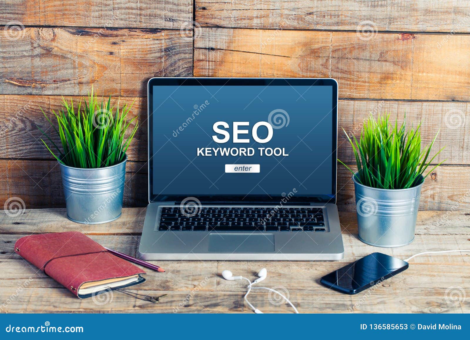 Laptop Computer with SEO Positioning Service in the Screen. Stock Image ...