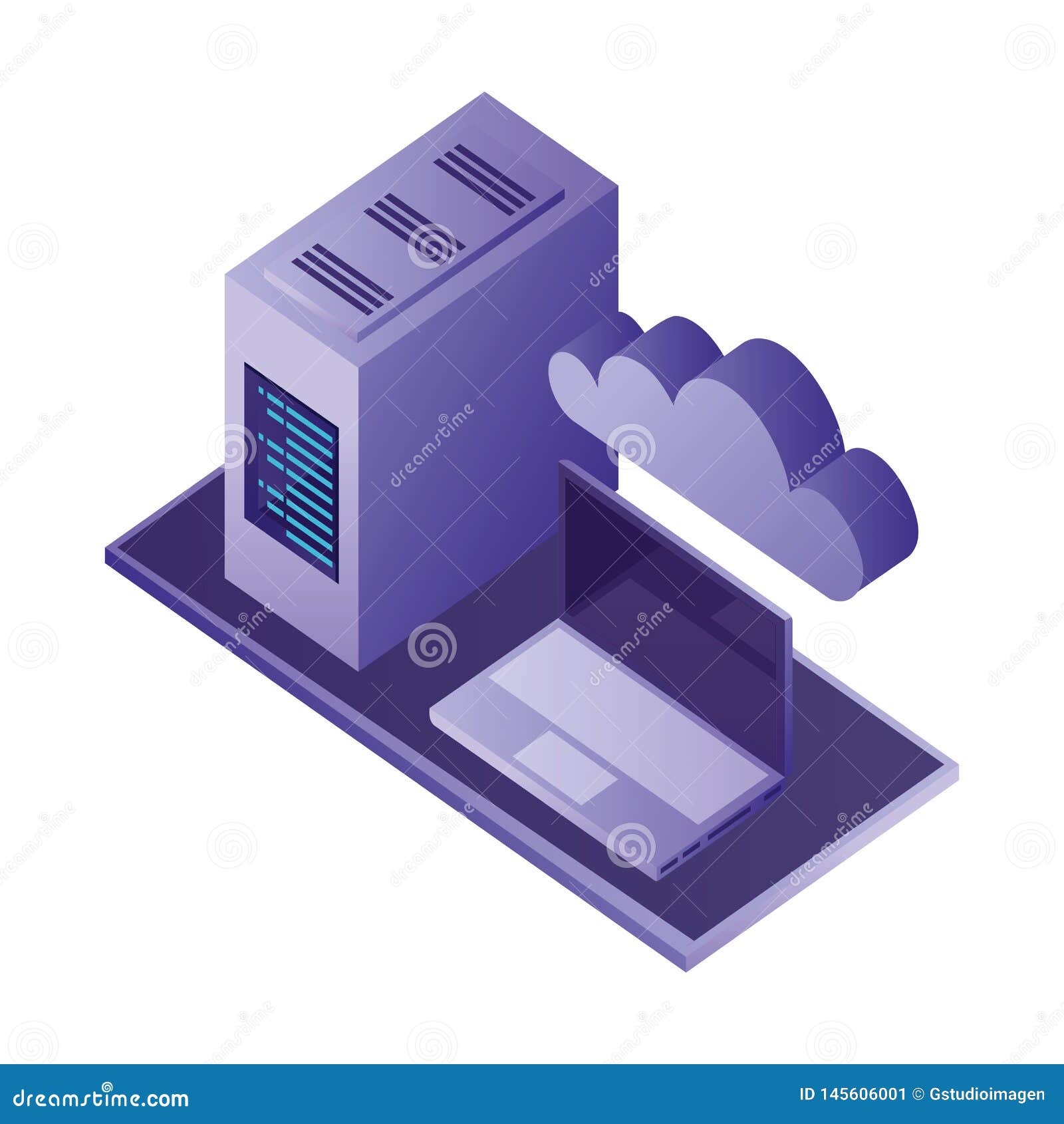 Laptop Computer Server Cloud Storage Data Network Stock Illustration ...
