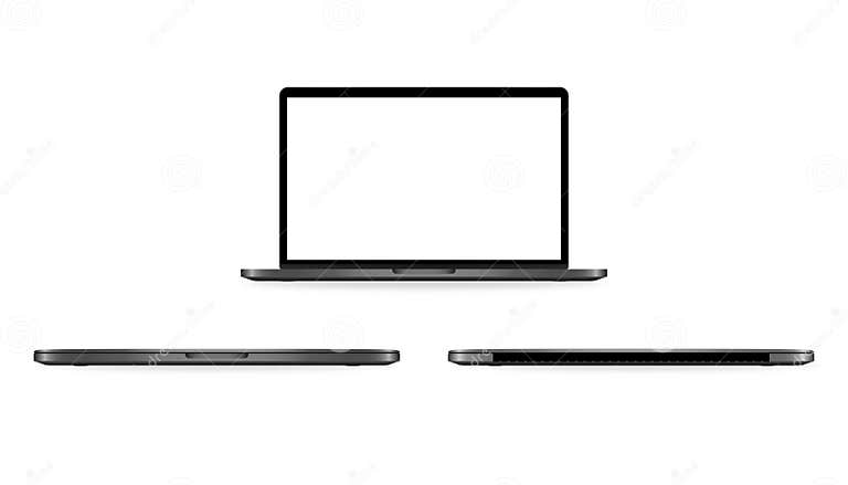 Laptop Computer Set. Front and Back View of Computer. Closed Notebook ...