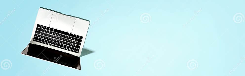 Laptop Computer with Shadow from Above Stock Image - Image of flatlay ...