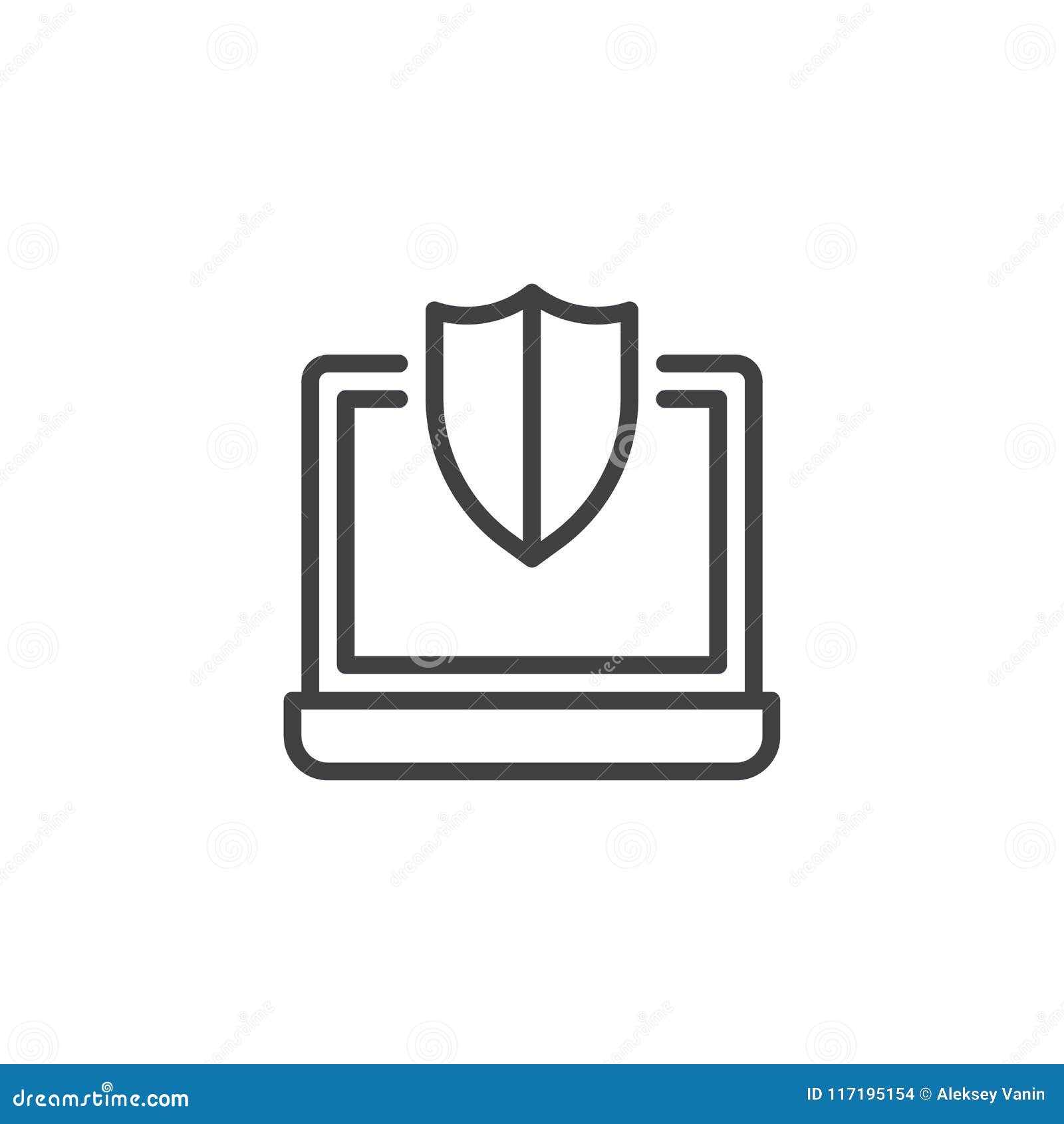 Laptop Computer With Shield Outline Icon Stock Vector - Illustration of ...