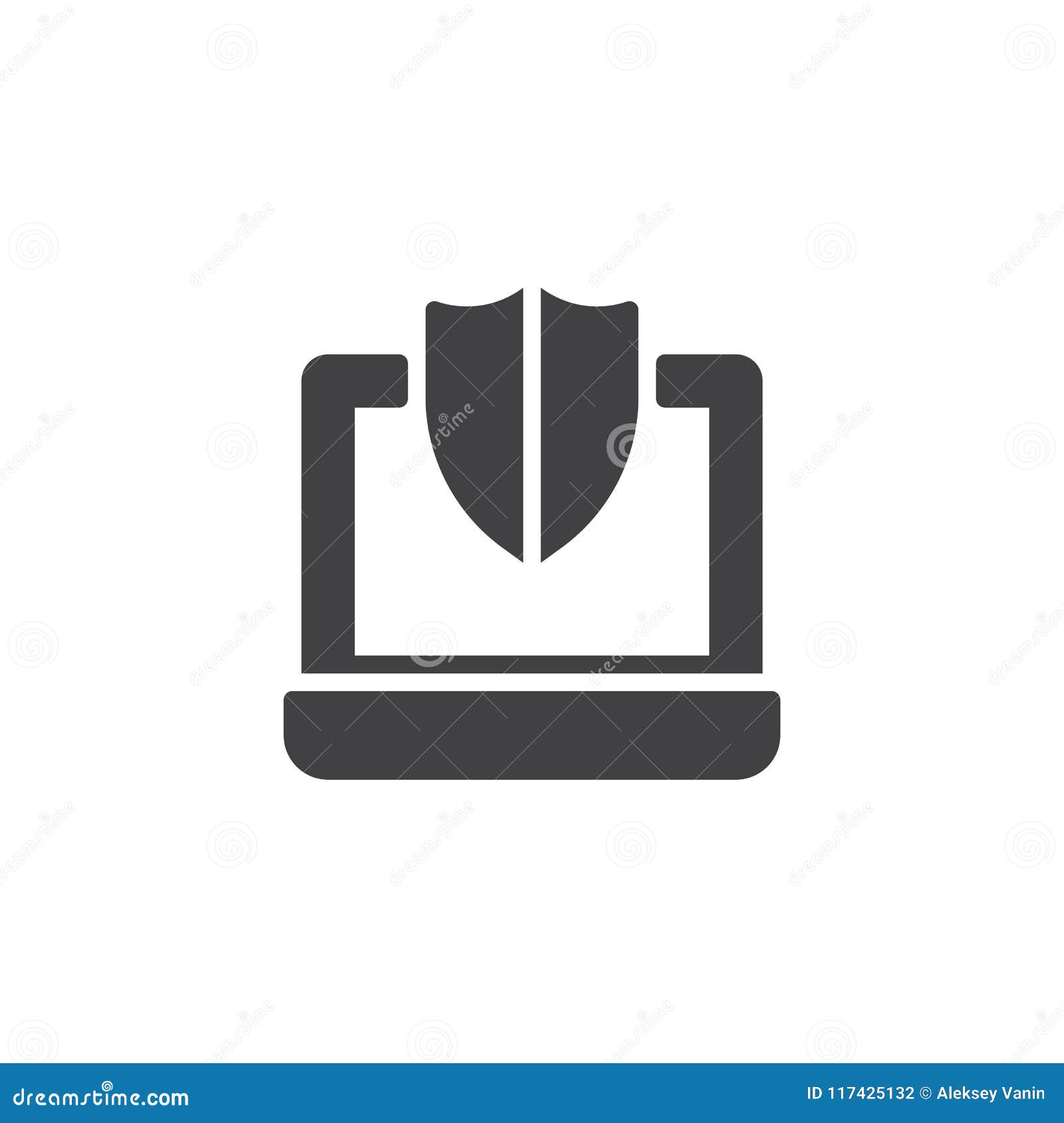 Laptop Computer with Shield Vector Icon Stock Vector - Illustration of ...
