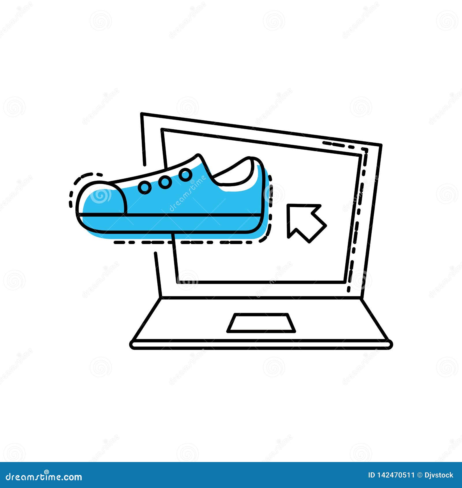 Laptop Computer with Shoe Male Stock Vector - Illustration of foot ...